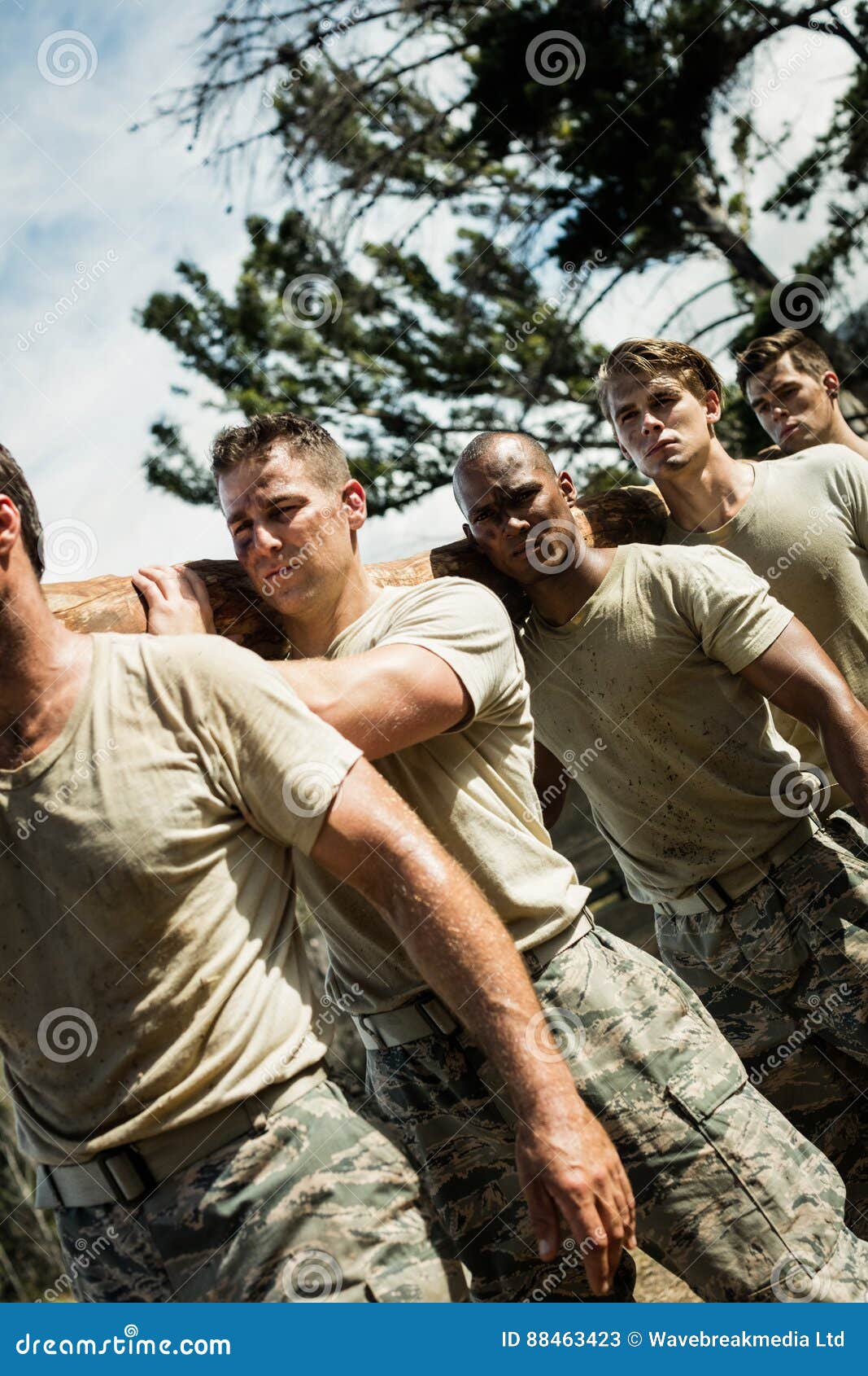 Soldiers Carrying a Tree Log Stock Image - Image of athlete, power ...