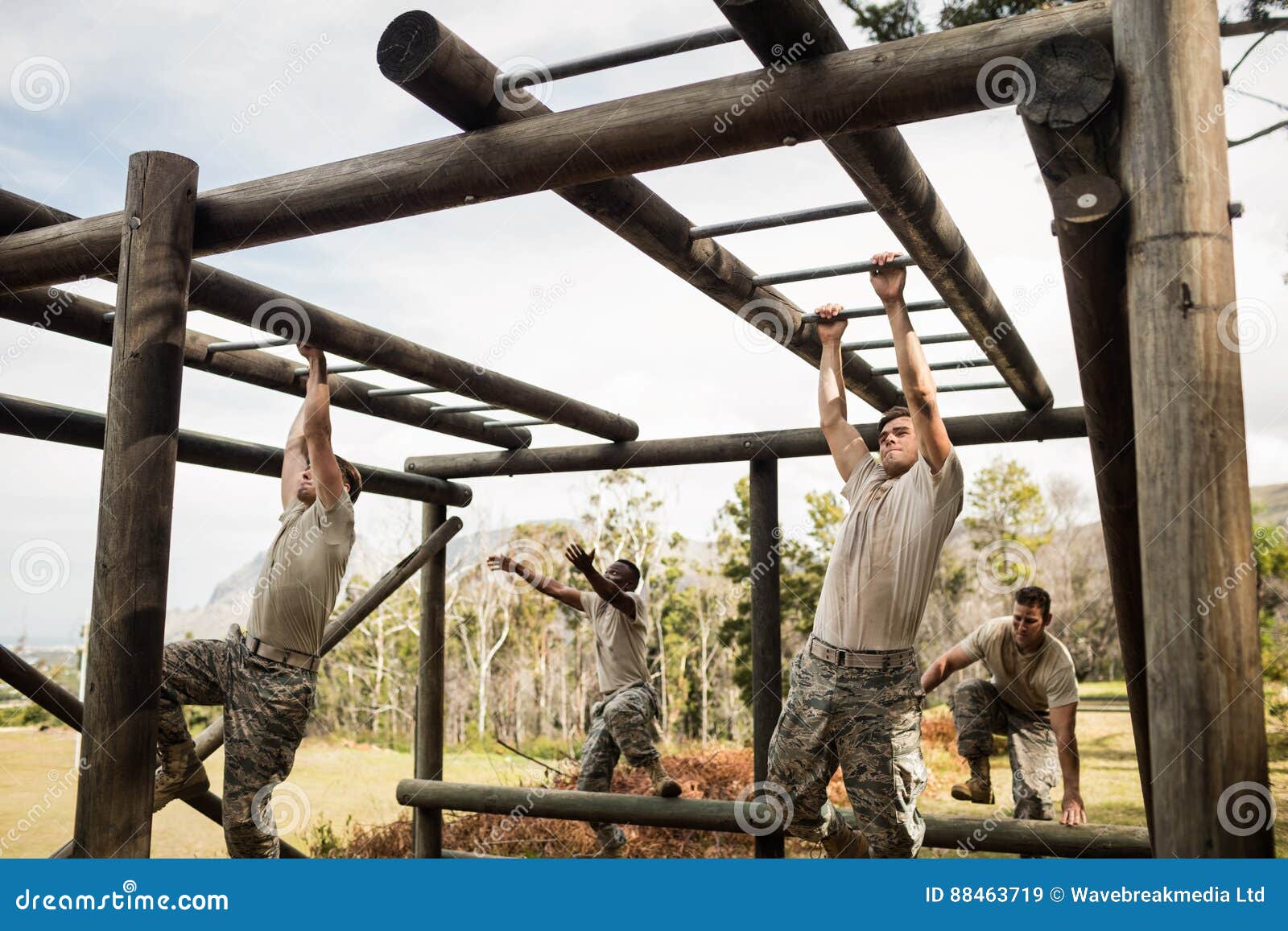 Soldiers Climbing Monkey Bars Stock Image - Image of active, bars: 88463719