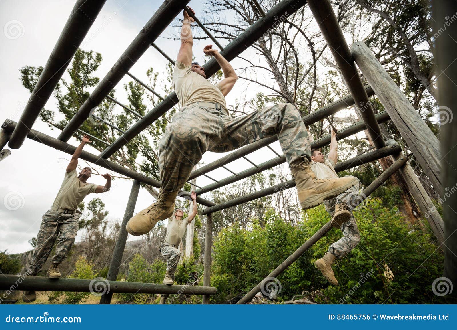 Soldiers Climbing Monkey Bars Stock Photo - Image of confident ...