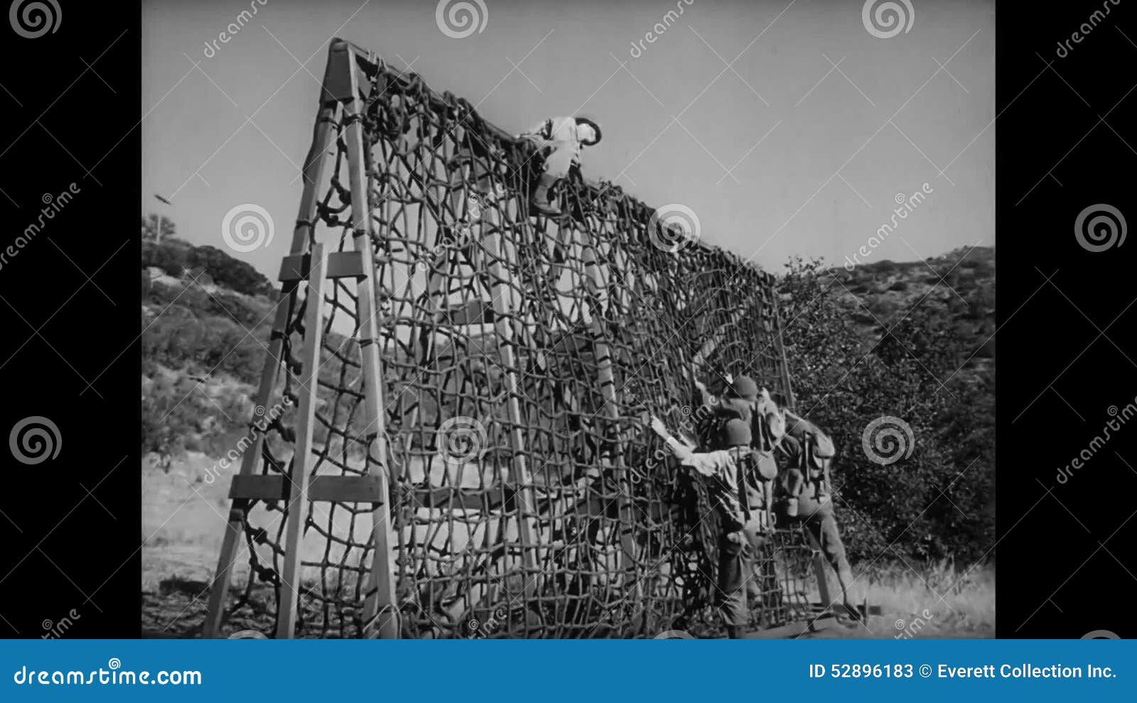Soldiers Climbing Rope Ladder in Army Training Camp, 1940s Stock Video ...