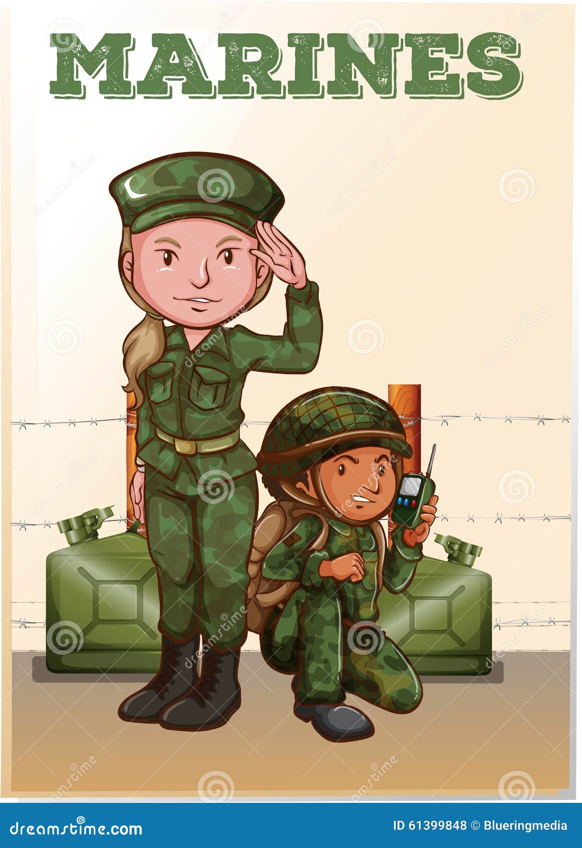 Two Men Fighting In War With Field Artillery Guns On Separated Islands ...