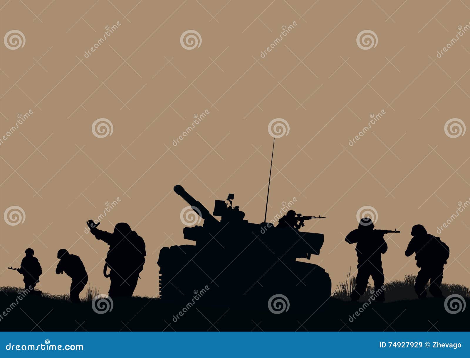 The Soldiers Going To Attack and Helicopters. Stock Vector ...
