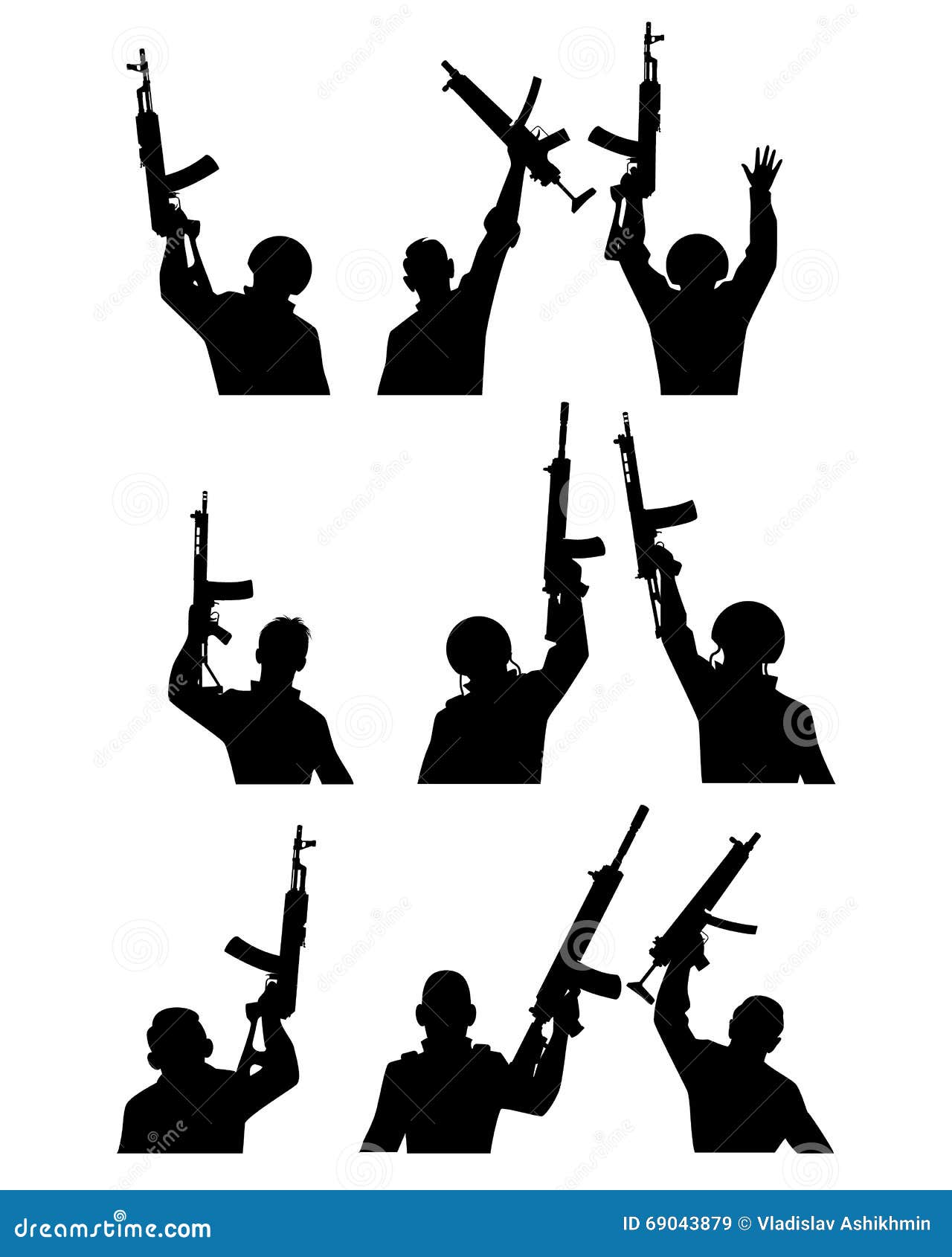Soldiers with Guns Silhouettes Stock Vector - Illustration of iraq ...