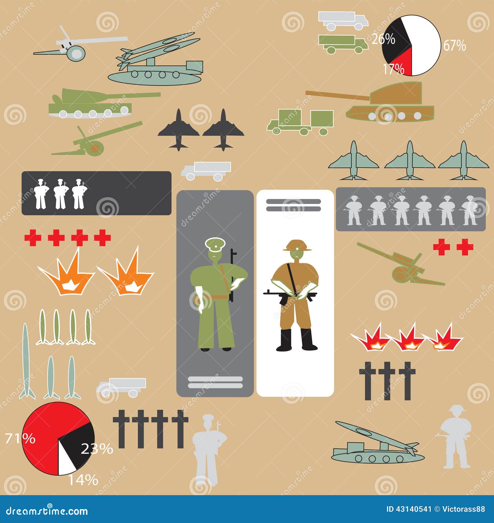 Soldiers Infographic Cartoon Vector | CartoonDealer.com #43140541