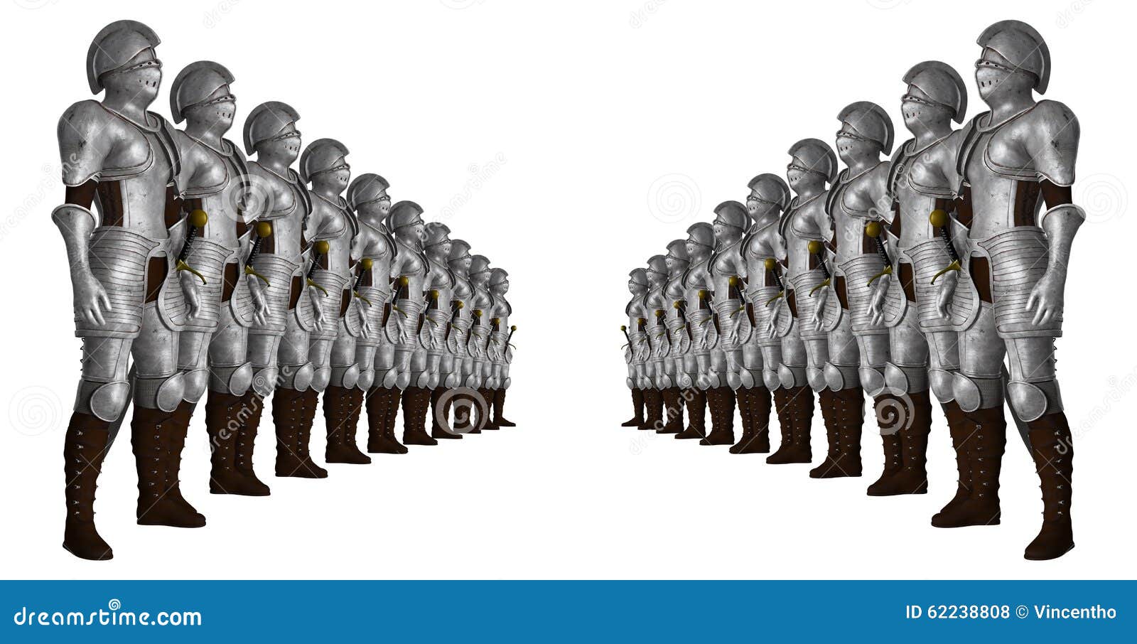 Soldiers Knight Standing In Line Illustration Stock Photo - Image: 62238808