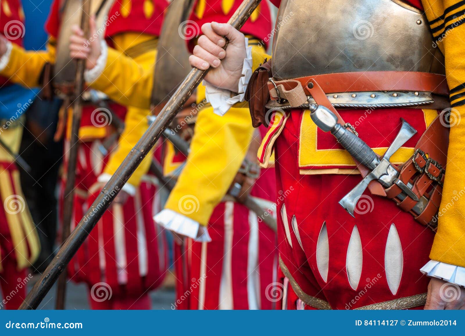 The Soldiers in Medieval Uniform Stock Image - Image of tourney, parade ...
