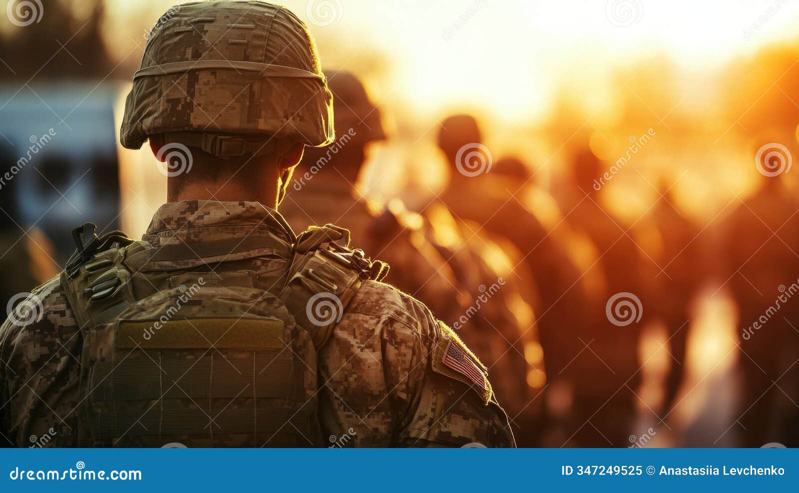 Soldiers in Military Uniforms Lined Up at Sunset, Symbolizing Unity ...