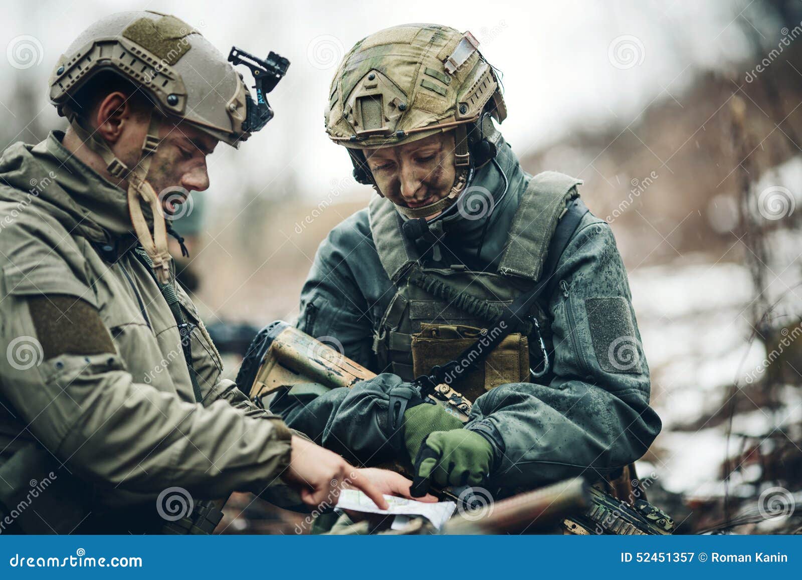 Soldiers on the Outdoor of Looking at the Map Stock Image - Image of ...
