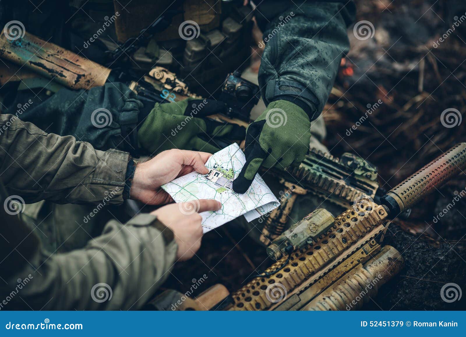 Soldiers on the Outdoor of Looking at the Map Stock Image - Image of ...