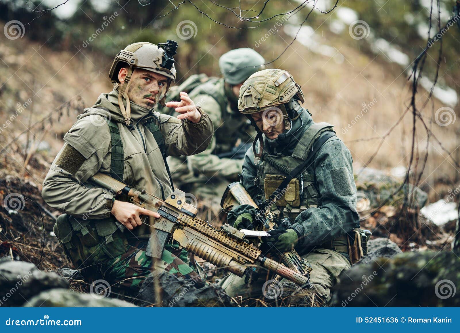 Soldiers on the Outdoor of Looking at the Map Stock Photo - Image of ...