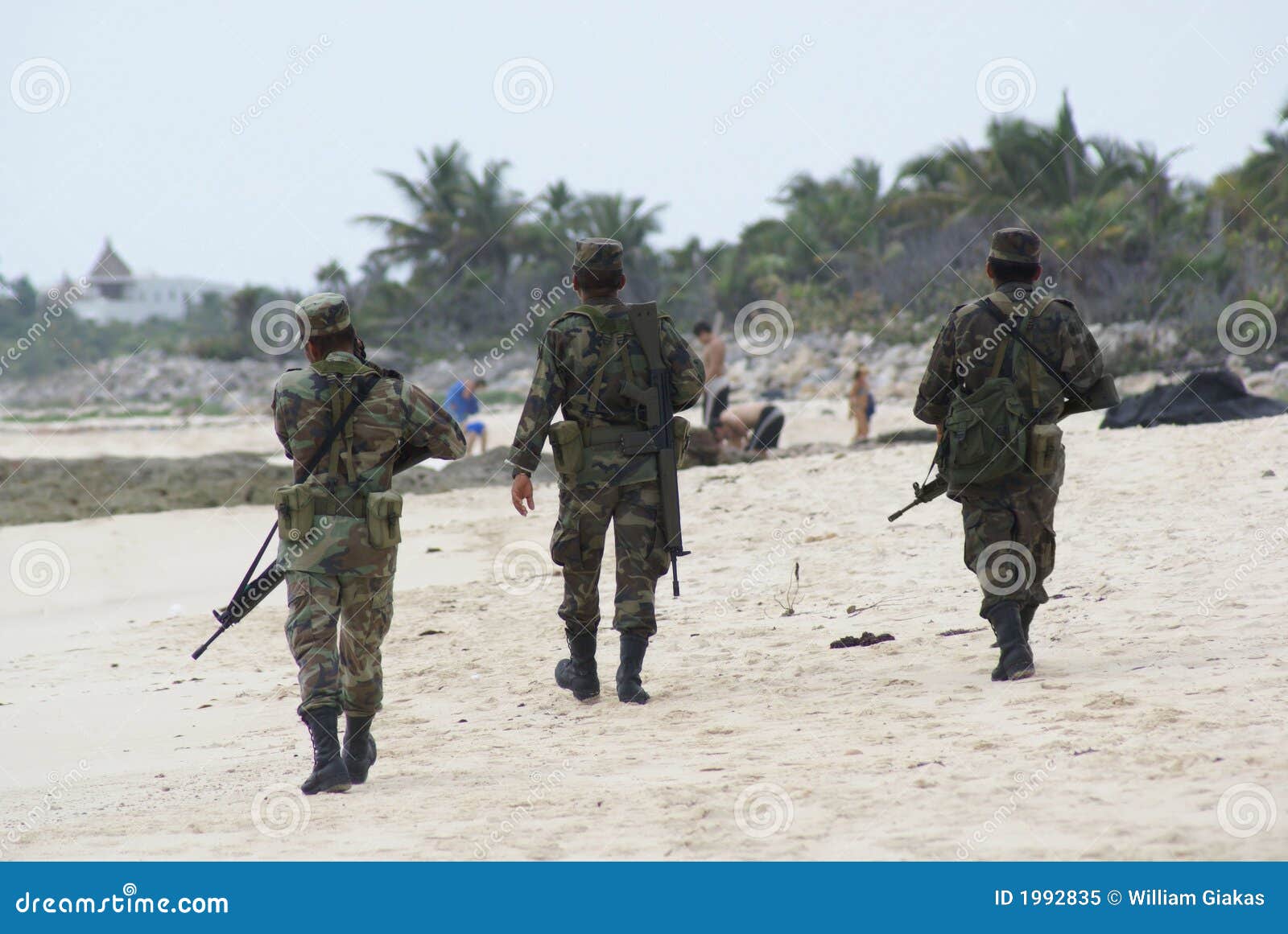 Soldiers Patrol a Beach stock image. Image of outfit, mexico - 1992835