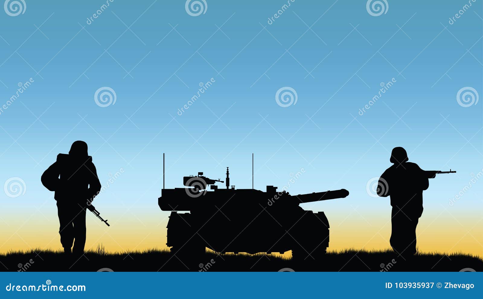 Soldiers on the Performance of the Combat Mission. Stock Vector ...