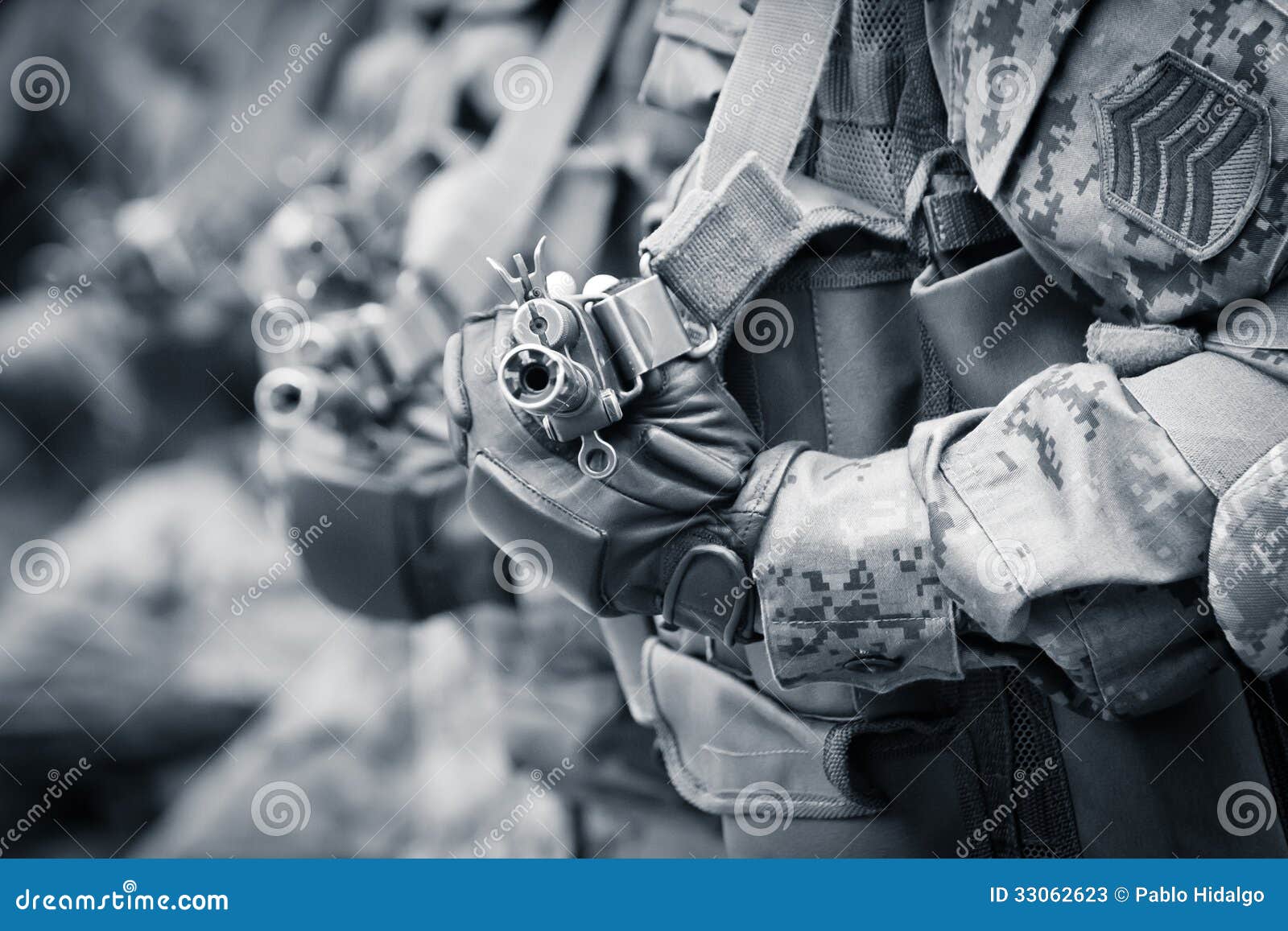 Soldiers Ready for Combat with Assault Rifles Stock Image - Image of ...