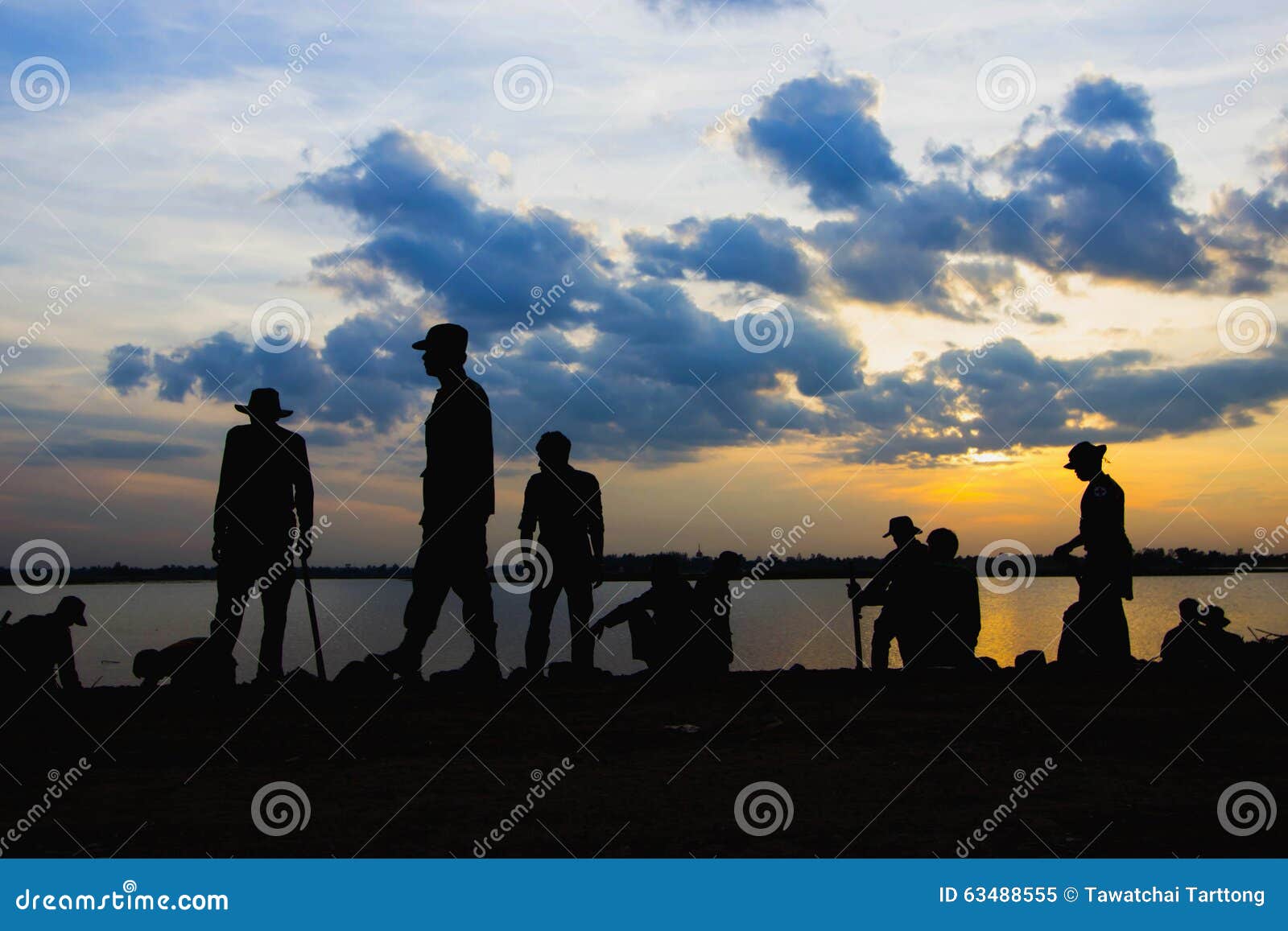 Soldiers Rest on the River at Sunset. Stock Image - Image of warrior ...
