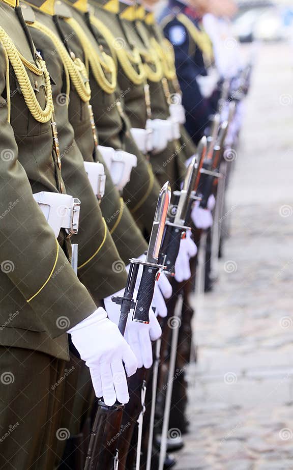 Soldiers in a row. stock photo. Image of military, arms - 32516462