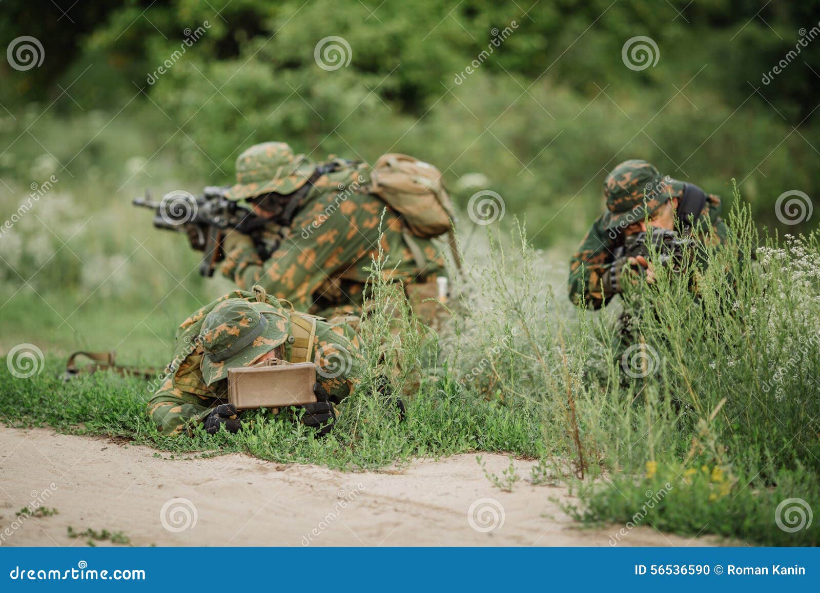 Soldiers Set Mine in the Grass Stock Photo - Image of install, assault ...