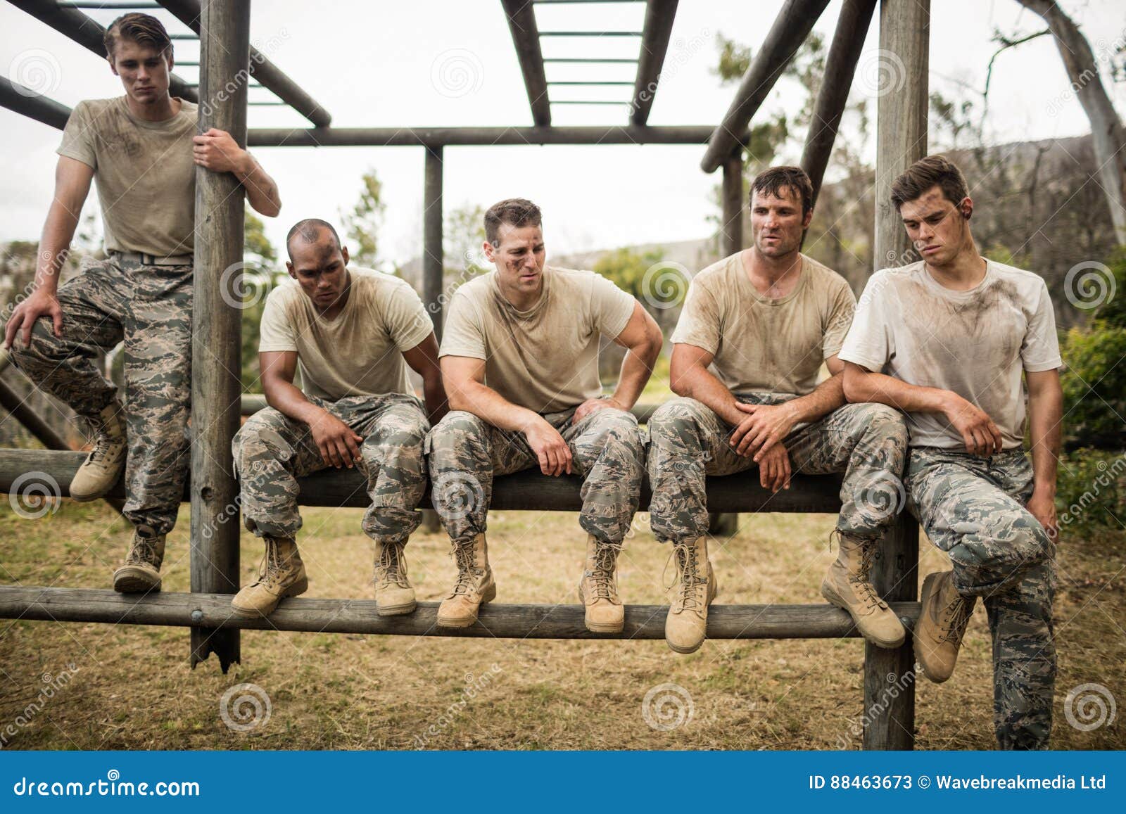 Soldiers Sitting on the Obstacle Course Stock Image - Image of athletic ...