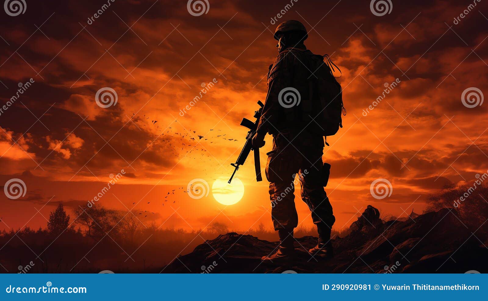 Soldiers Standing on the Battlefield. Generative AI Stock Illustration ...
