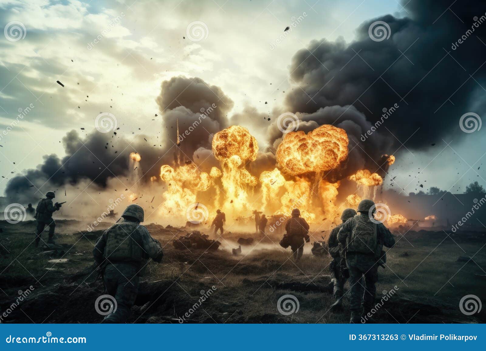 A Powerful Explosion With Billowing Smoke And Intense Flames. This ...