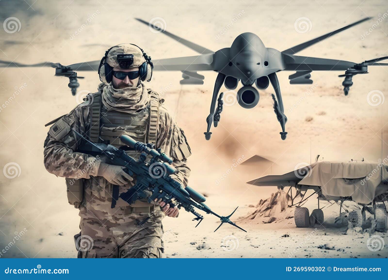 Military Operation Typographic Header. Millitary Force Employee In ...