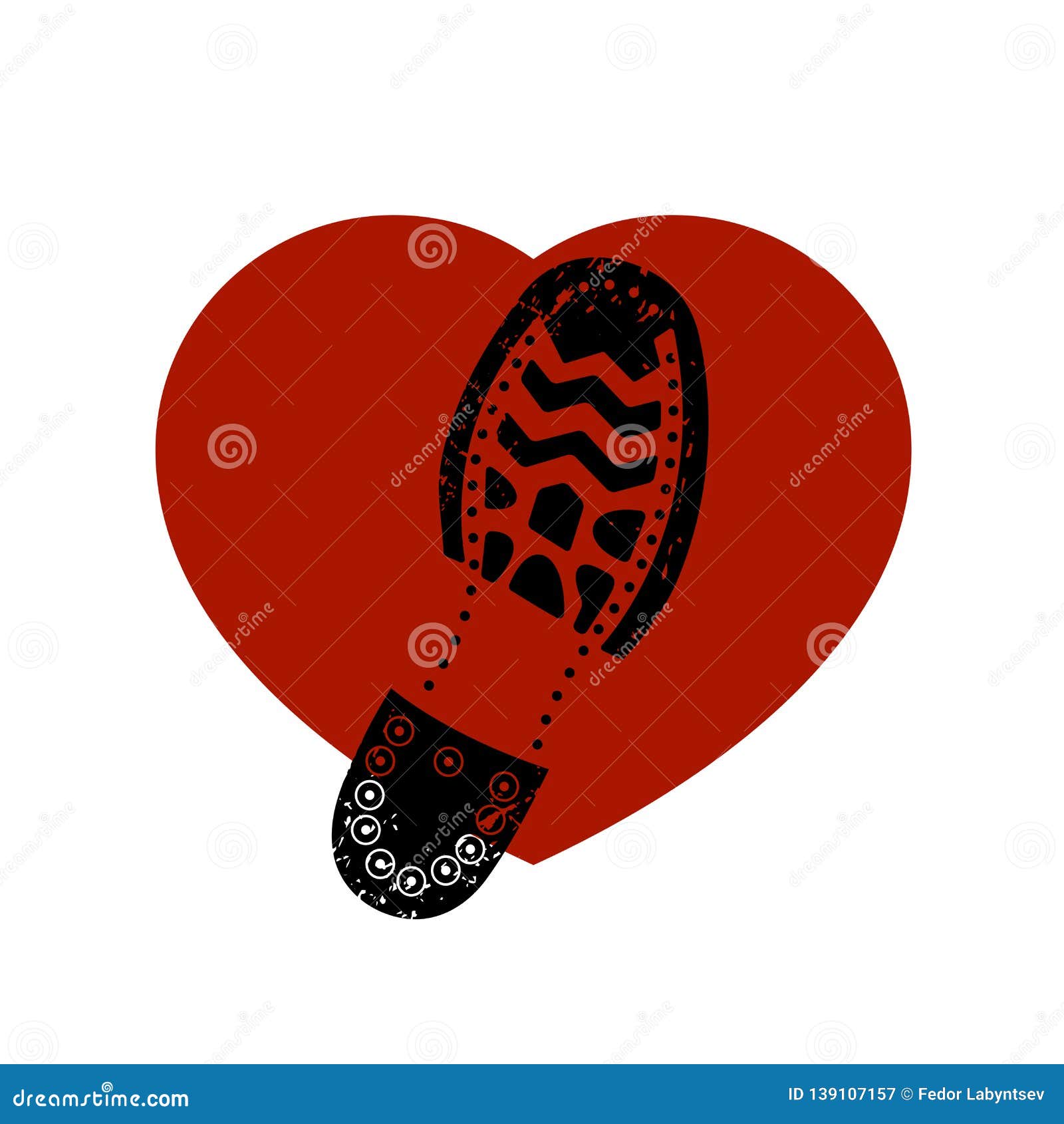 Sole of a Boot Presses Heart a Vector Icon Stock Vector - Illustration ...