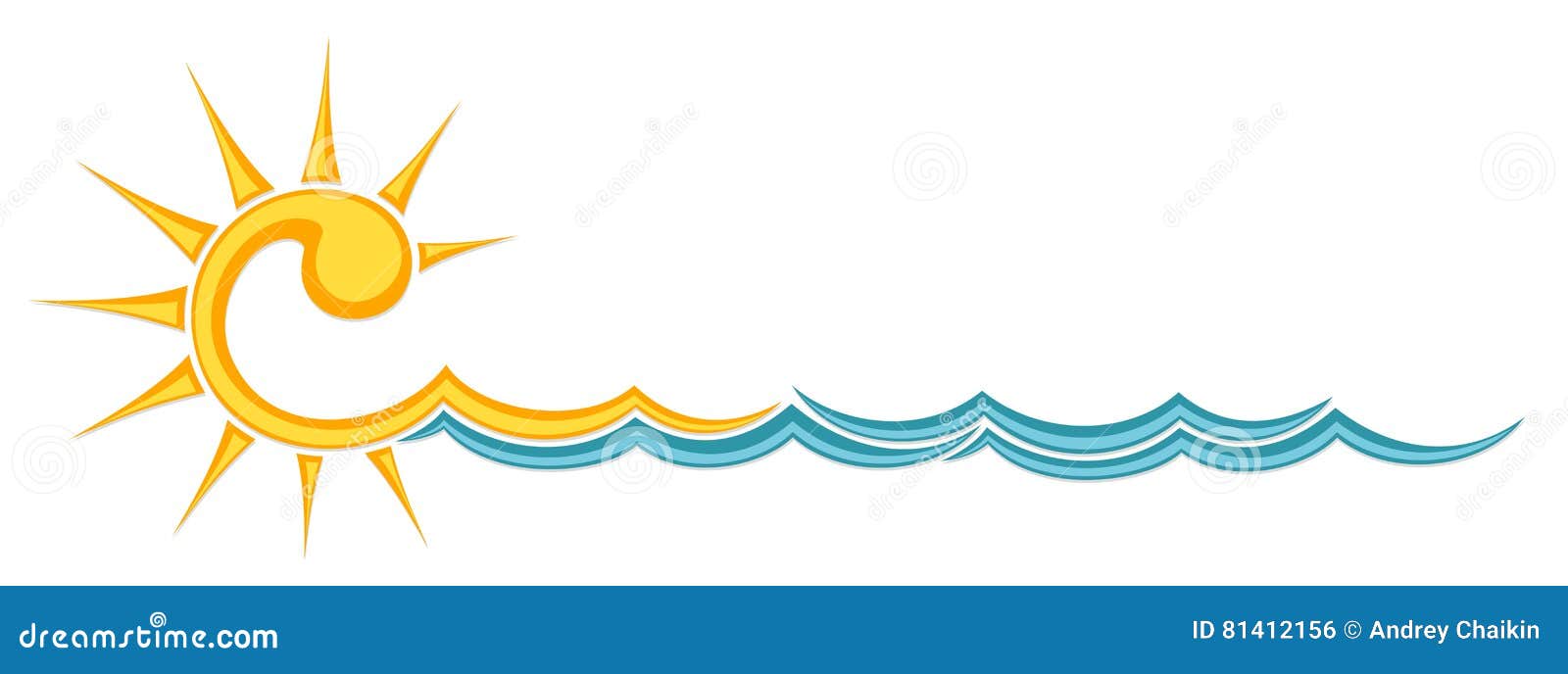 Sole e mare di logo illustrazione vettoriale. Illustrazione di onda ...