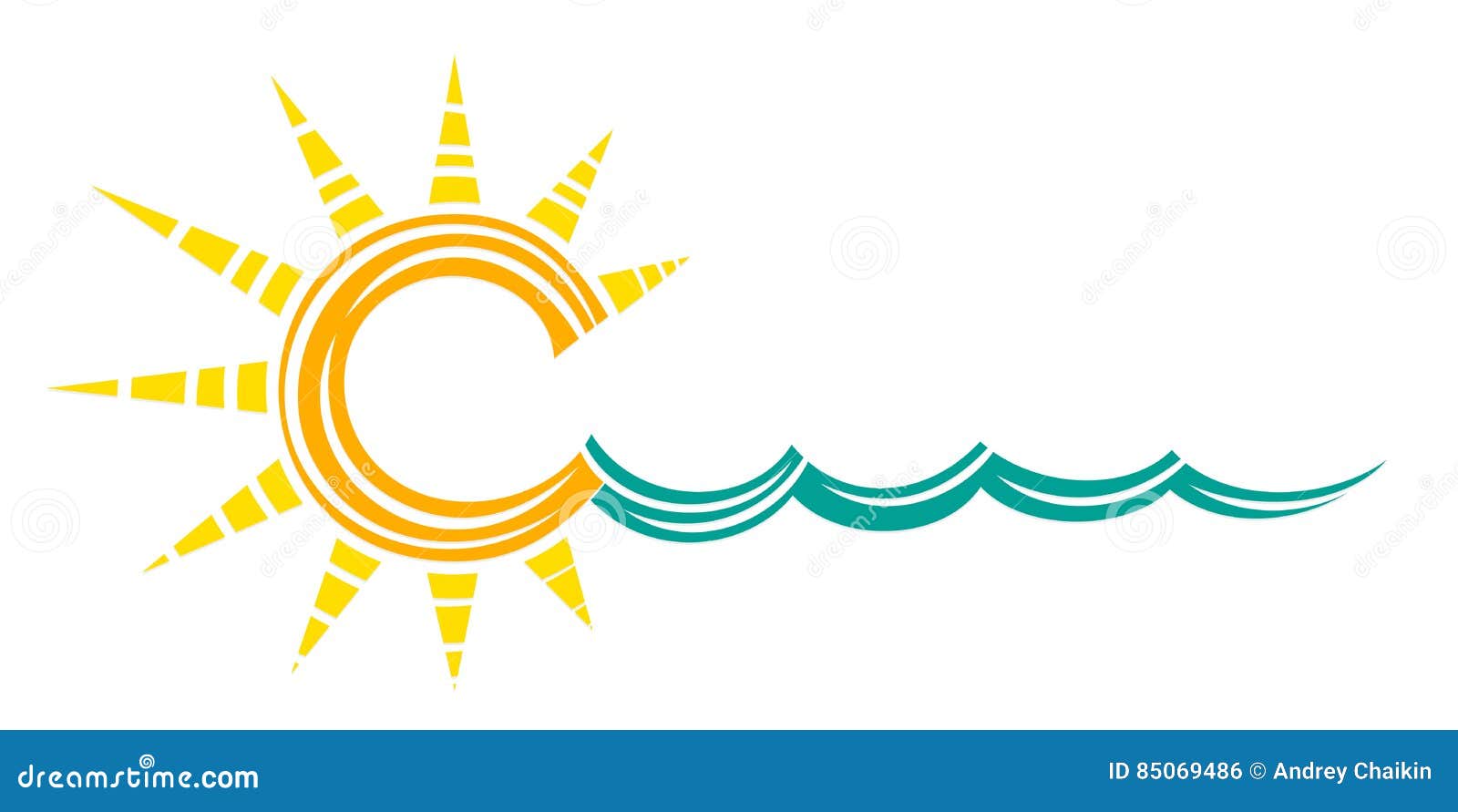 Sole e mare di logo illustrazione vettoriale. Illustrazione di sole ...