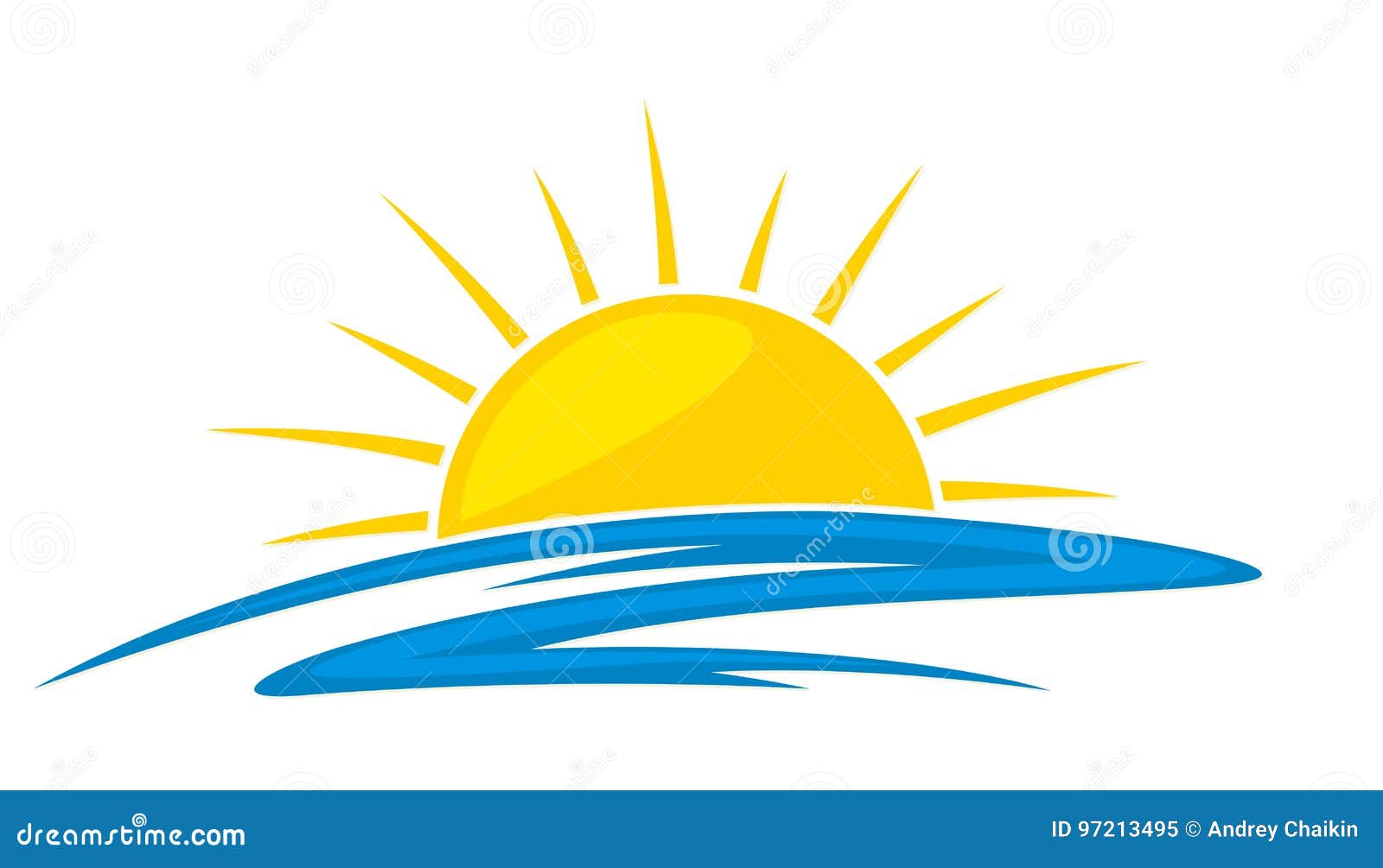 Sole e mare di logo illustrazione vettoriale. Illustrazione di fasci ...