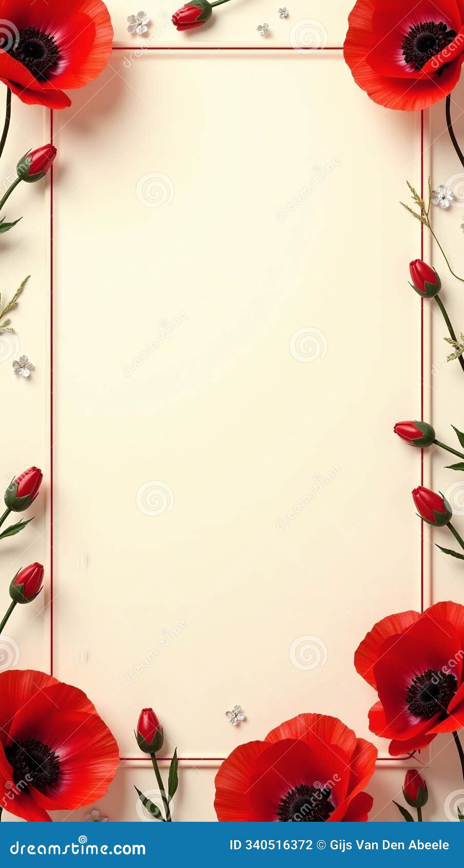 Solemn Red Poppy Banner on Cream Background Stock Illustration ...
