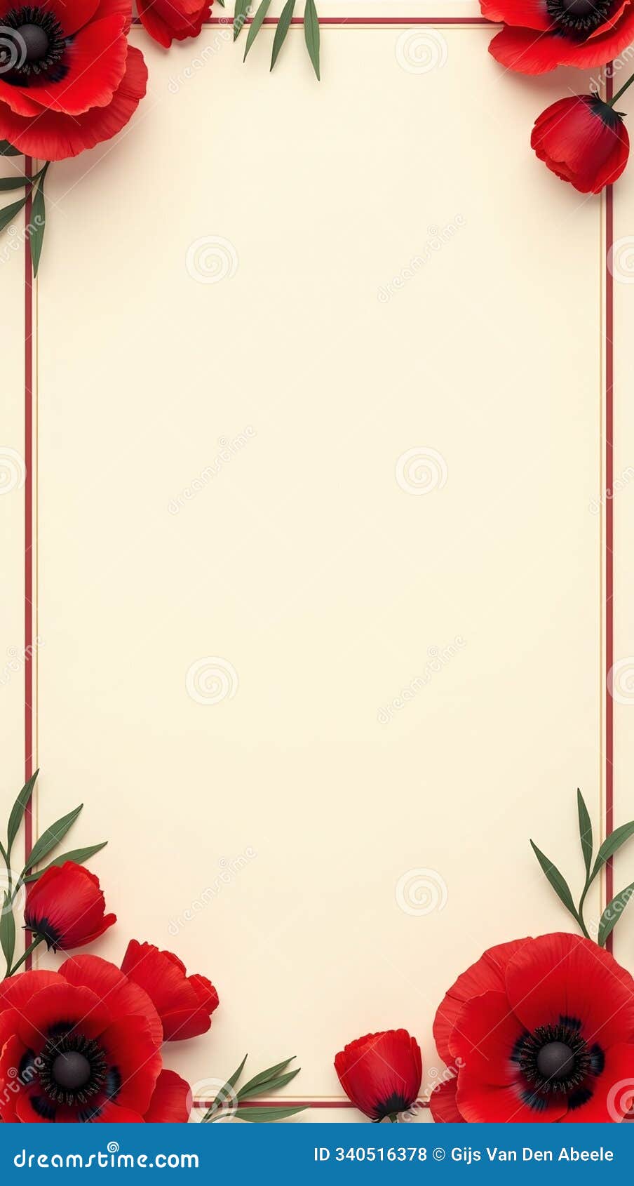 Solemn Red Poppy Banner on Cream Background Stock Illustration ...