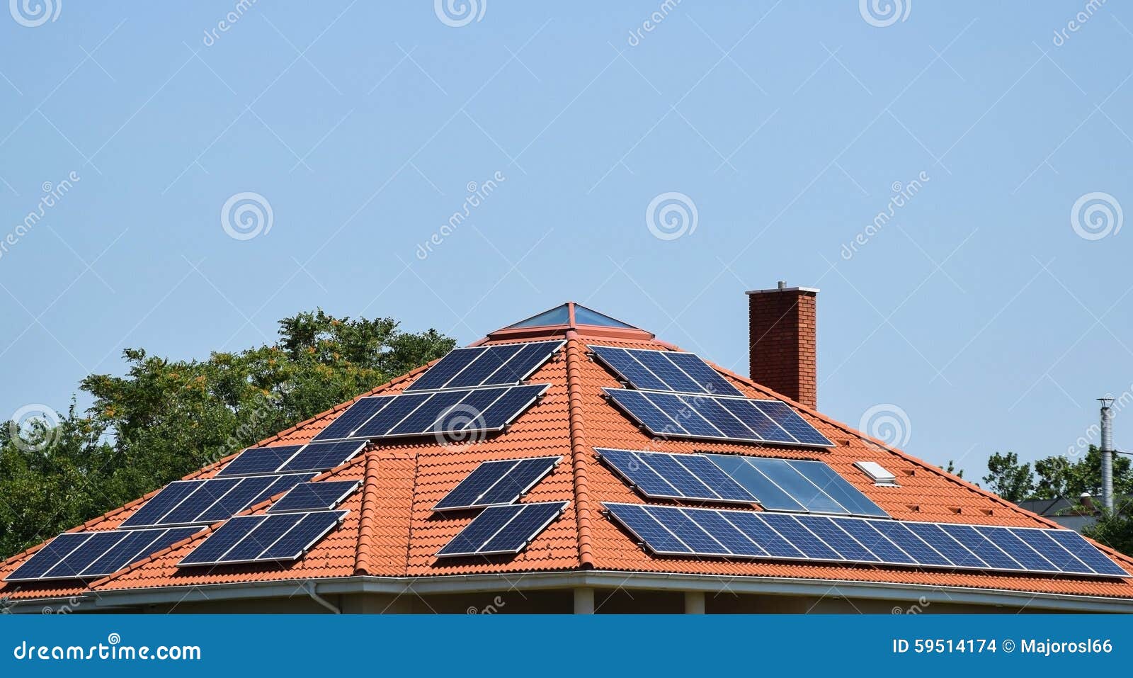 Soler panels on the roof stock photo. Image of stack - 59514174