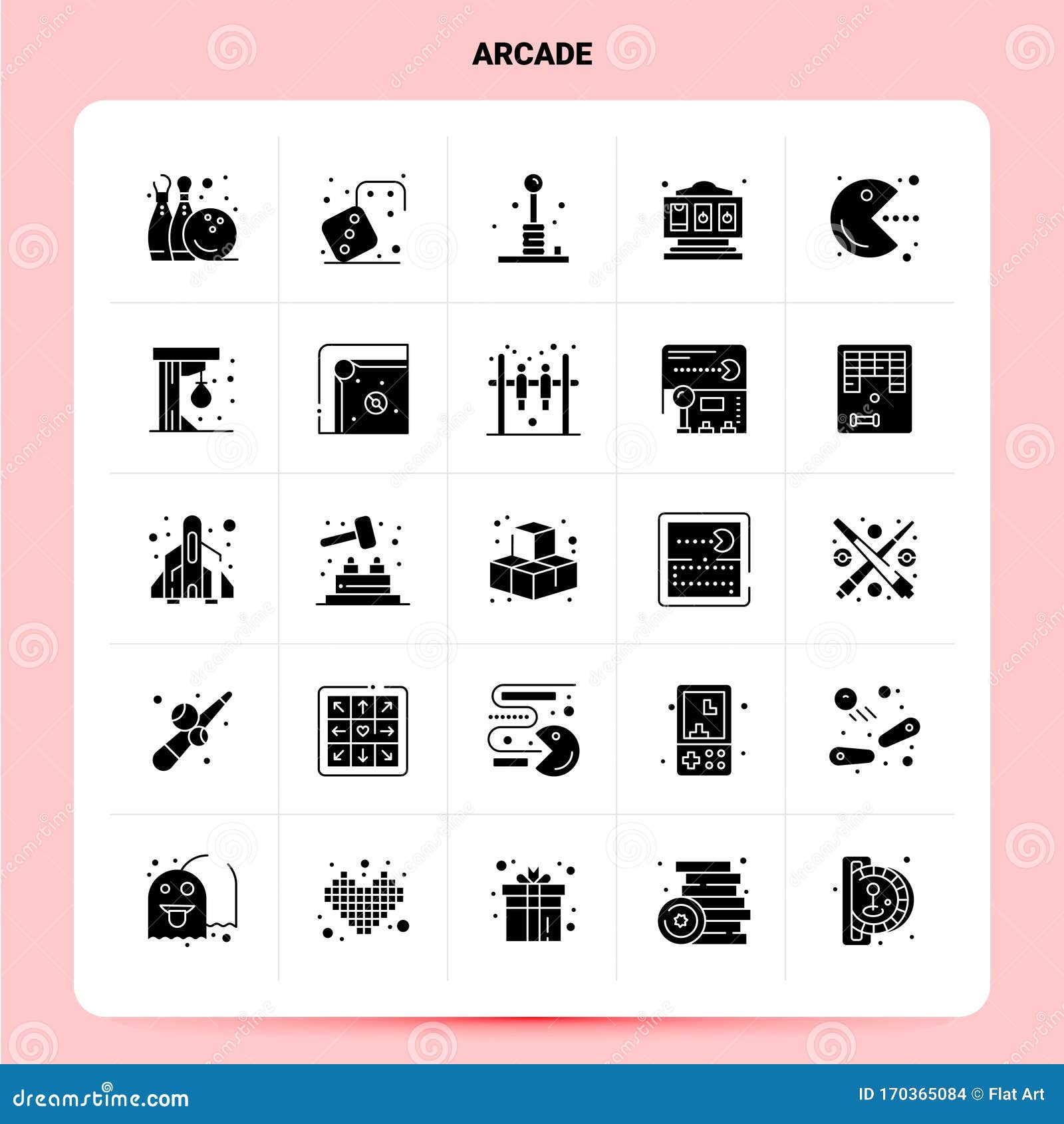 Solid 25 Arcade Icon Set. Vector Glyph Style Design Black Icons Set ...
