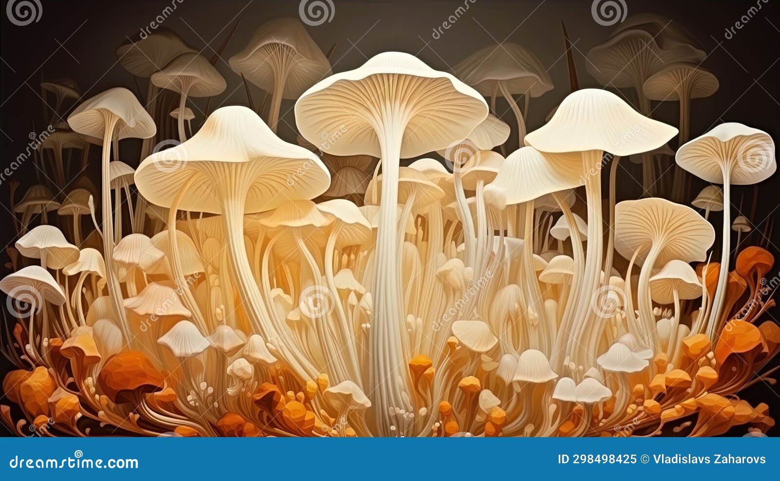 Solid Background Made of Large Mushrooms Stock Illustration ...