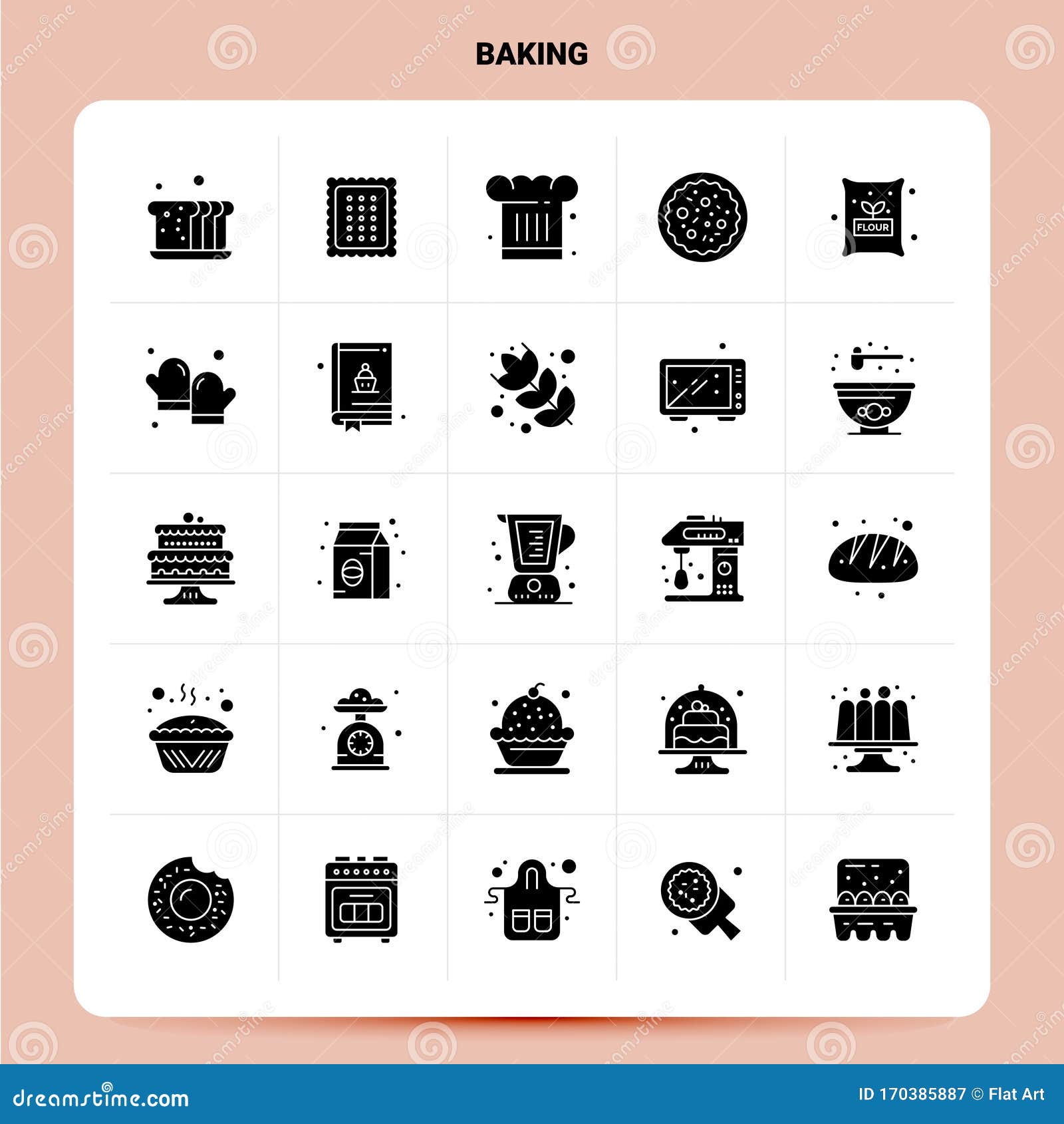 Solid 25 Baking Icon Set. Vector Glyph Style Design Black Icons Set ...