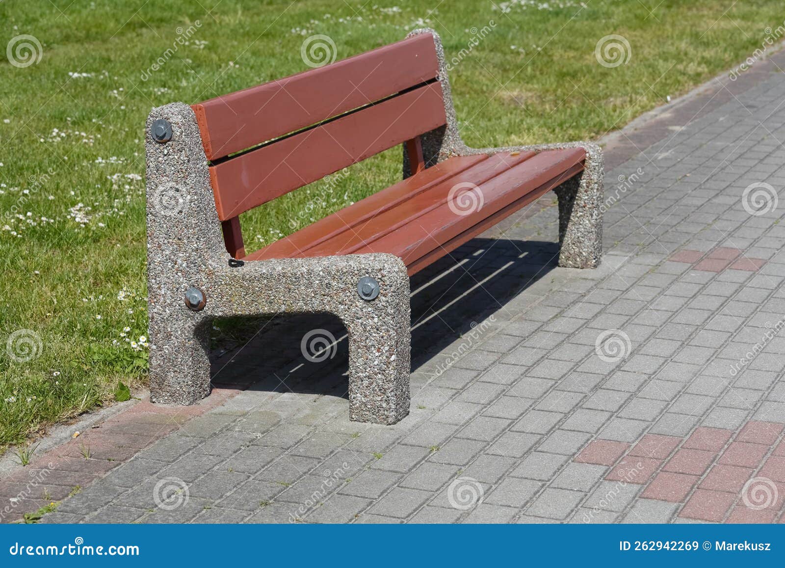 A Solid Bench at the Edge of the Sidewalk Stock Image - Image of ...