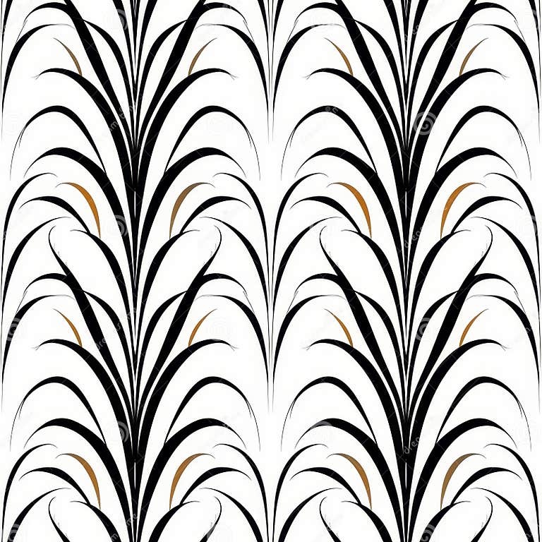 Solid Black Abstract Floral Stencil Seamless Pattern on a Crisp White ...