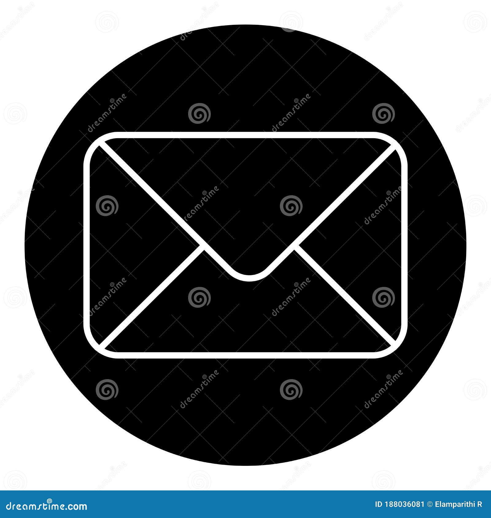 Email Icon Black Solid Round Stock Vector - Illustration of white ...
