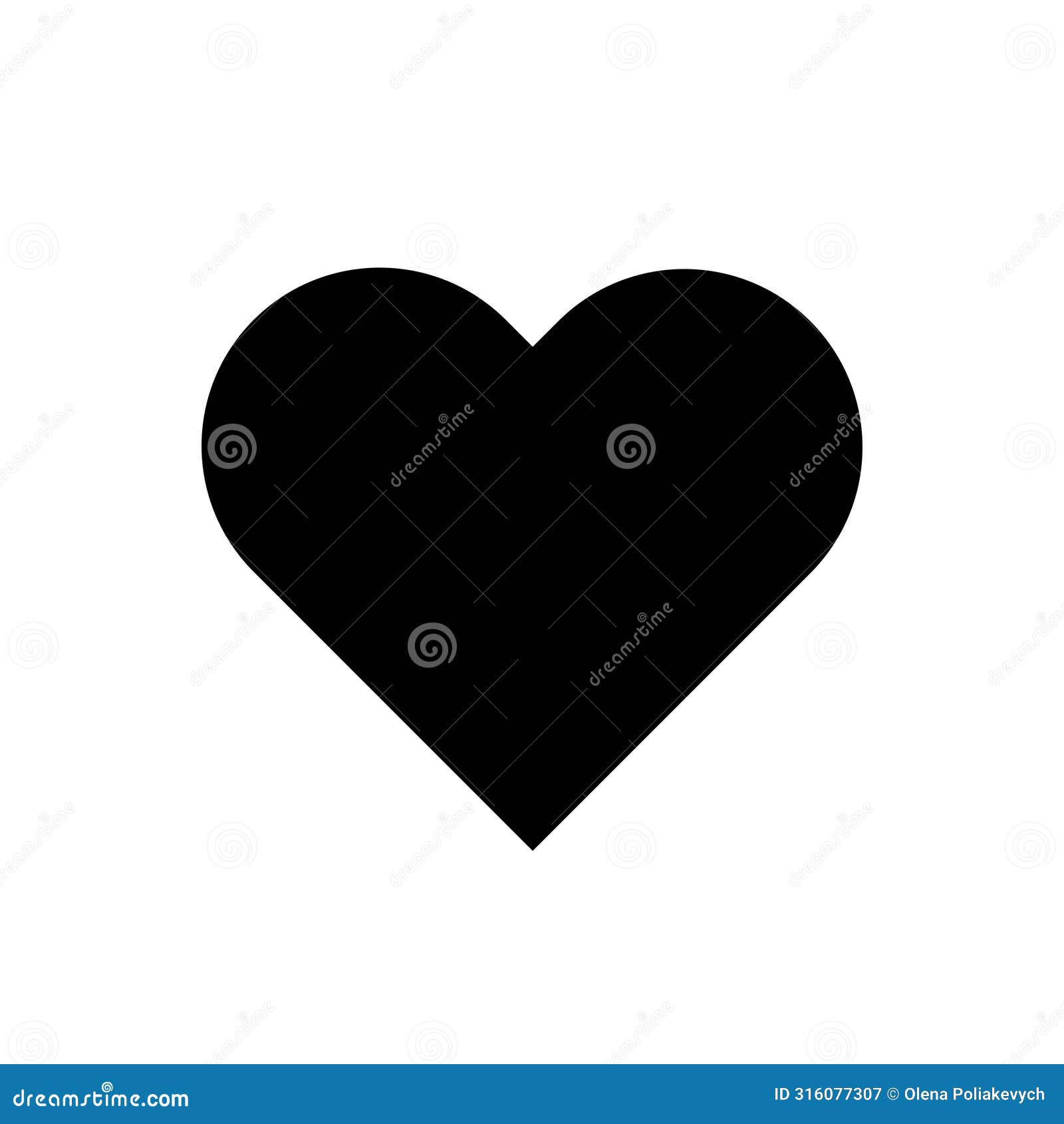Solid Black Heart Shape. Simple Love Symbol. Classic Romantic Icon ...