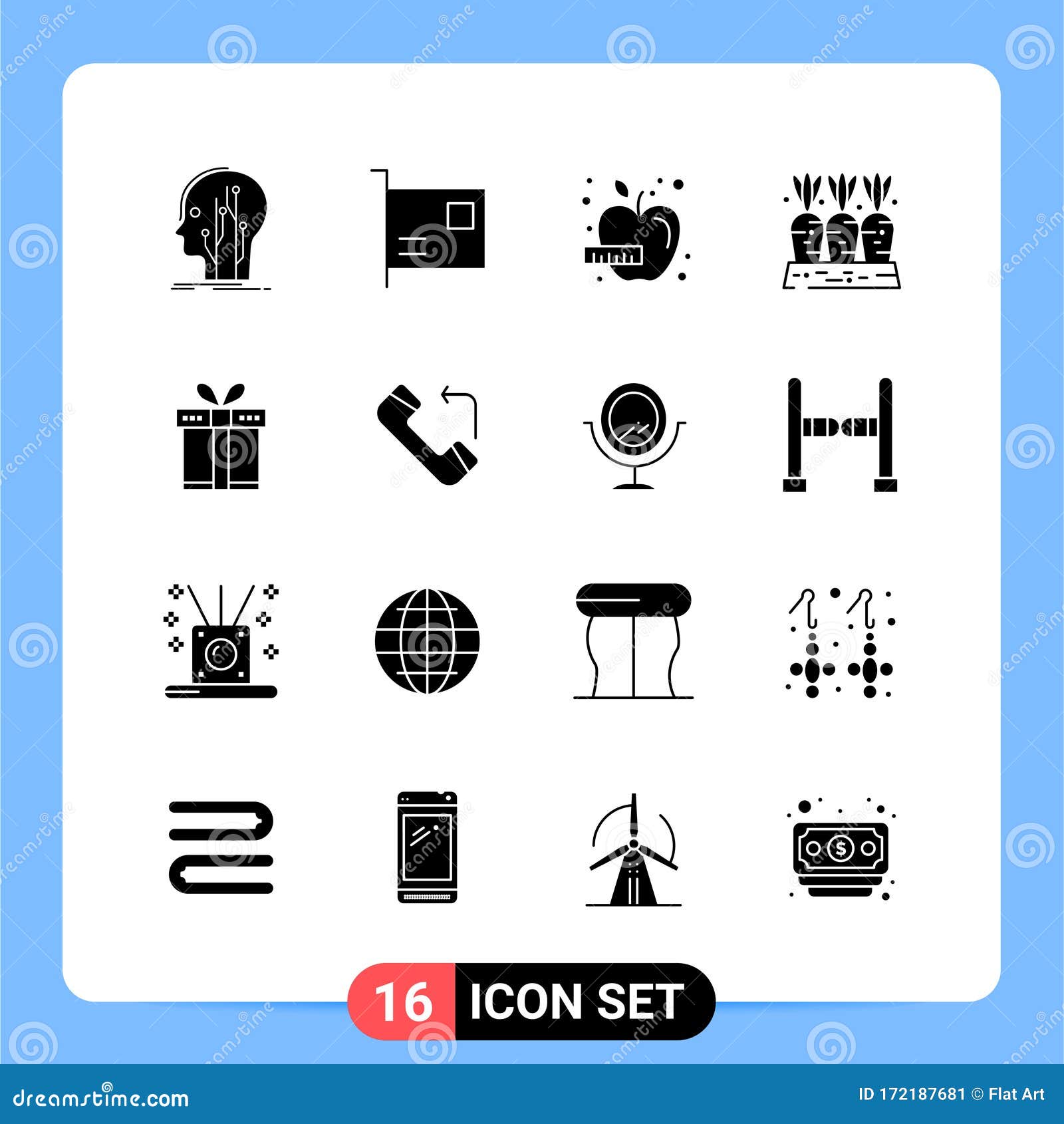 16 Solid Black Icon Pack Glyph Symbols for Mobile Apps Isolated on ...