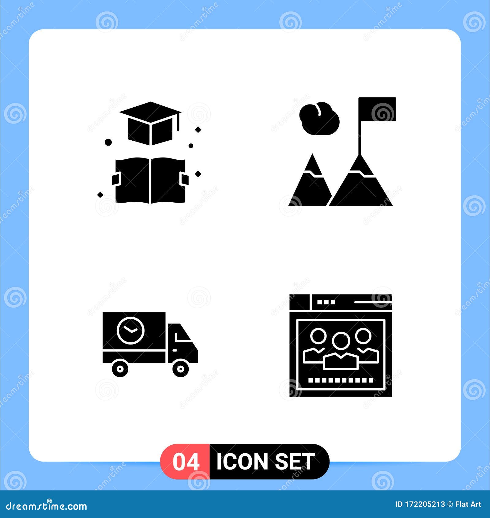 4 Solid Black Icon Pack Glyph Symbols for Mobile Apps Isolated on White ...