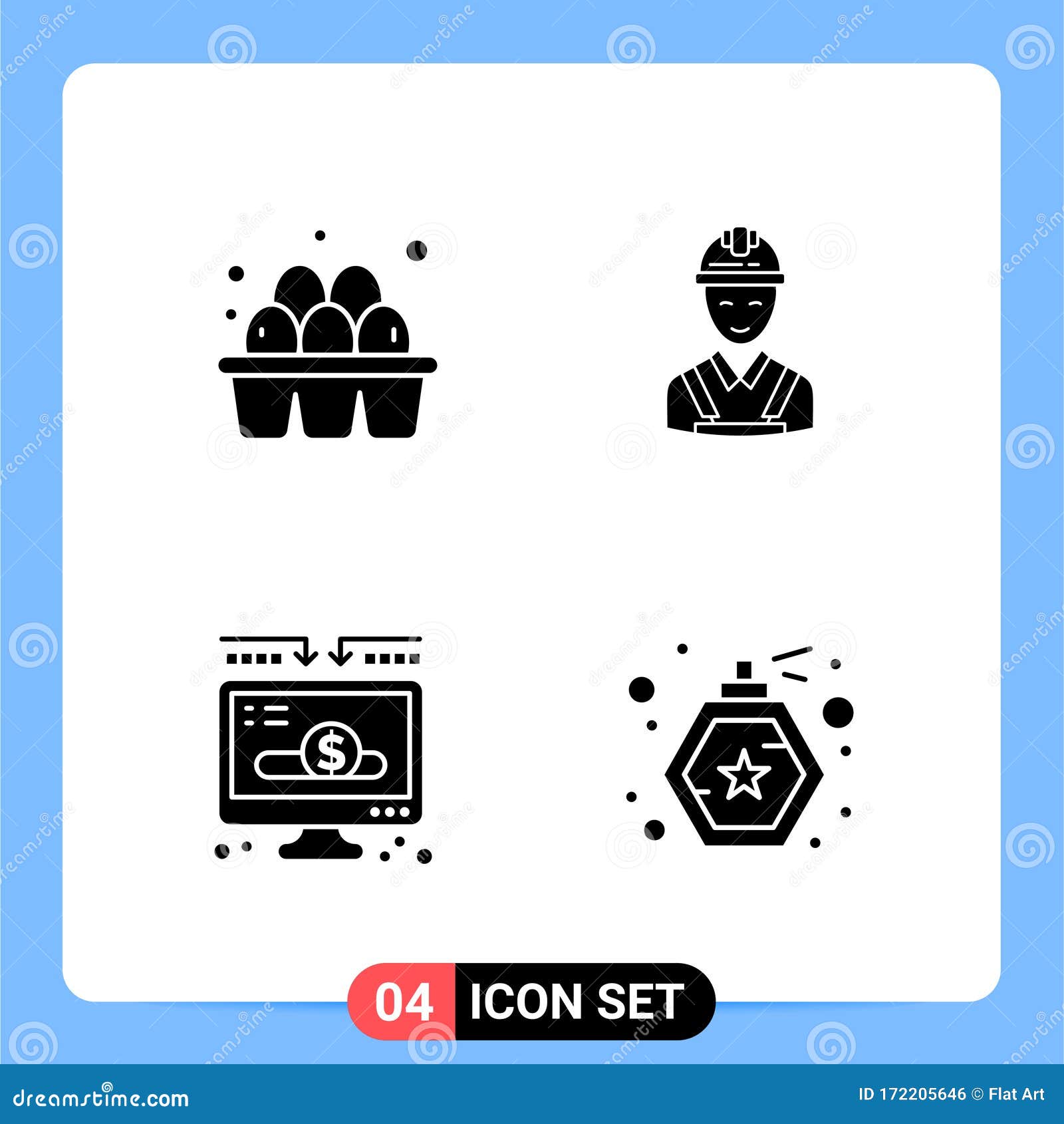 4 Solid Black Icon Pack Glyph Symbols for Mobile Apps Isolated on White ...