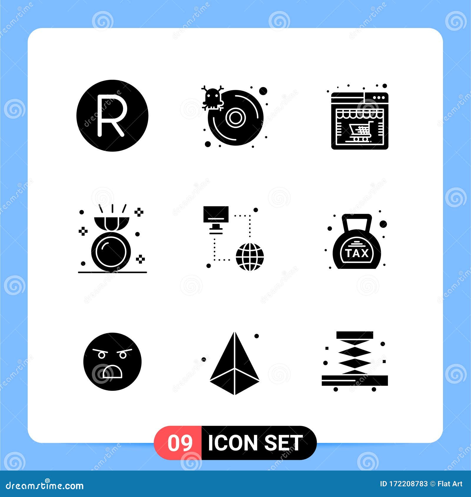 9 Solid Black Icon Pack Glyph Symbols for Mobile Apps Isolated on White ...