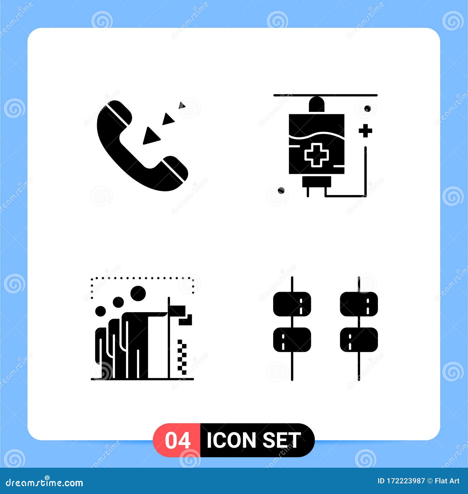 4 Solid Black Icon Pack Glyph Symbols for Mobile Apps Isolated on White ...