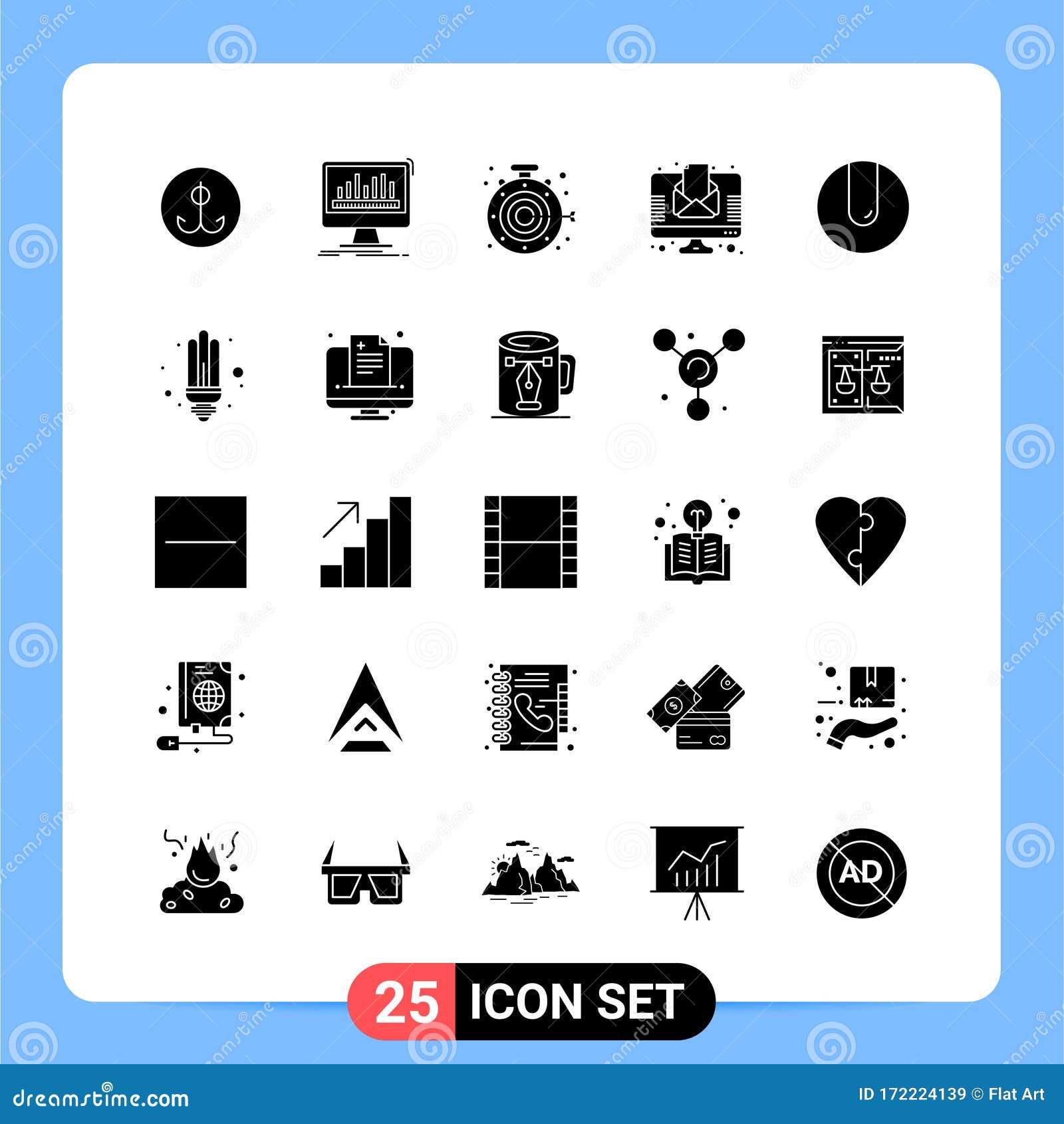 25 Solid Black Icon Pack Glyph Symbols for Mobile Apps Isolated on ...