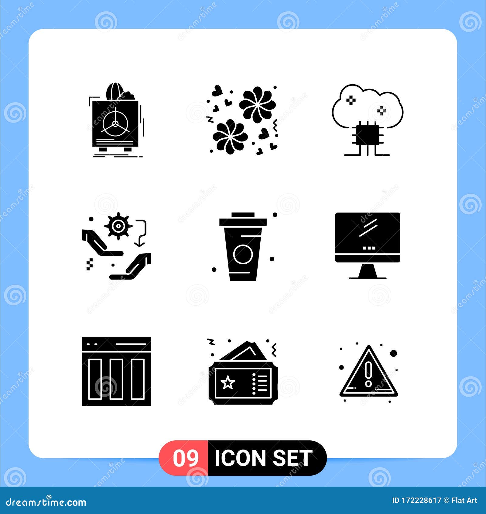 9 Solid Black Icon Pack Glyph Symbols for Mobile Apps Isolated on White ...