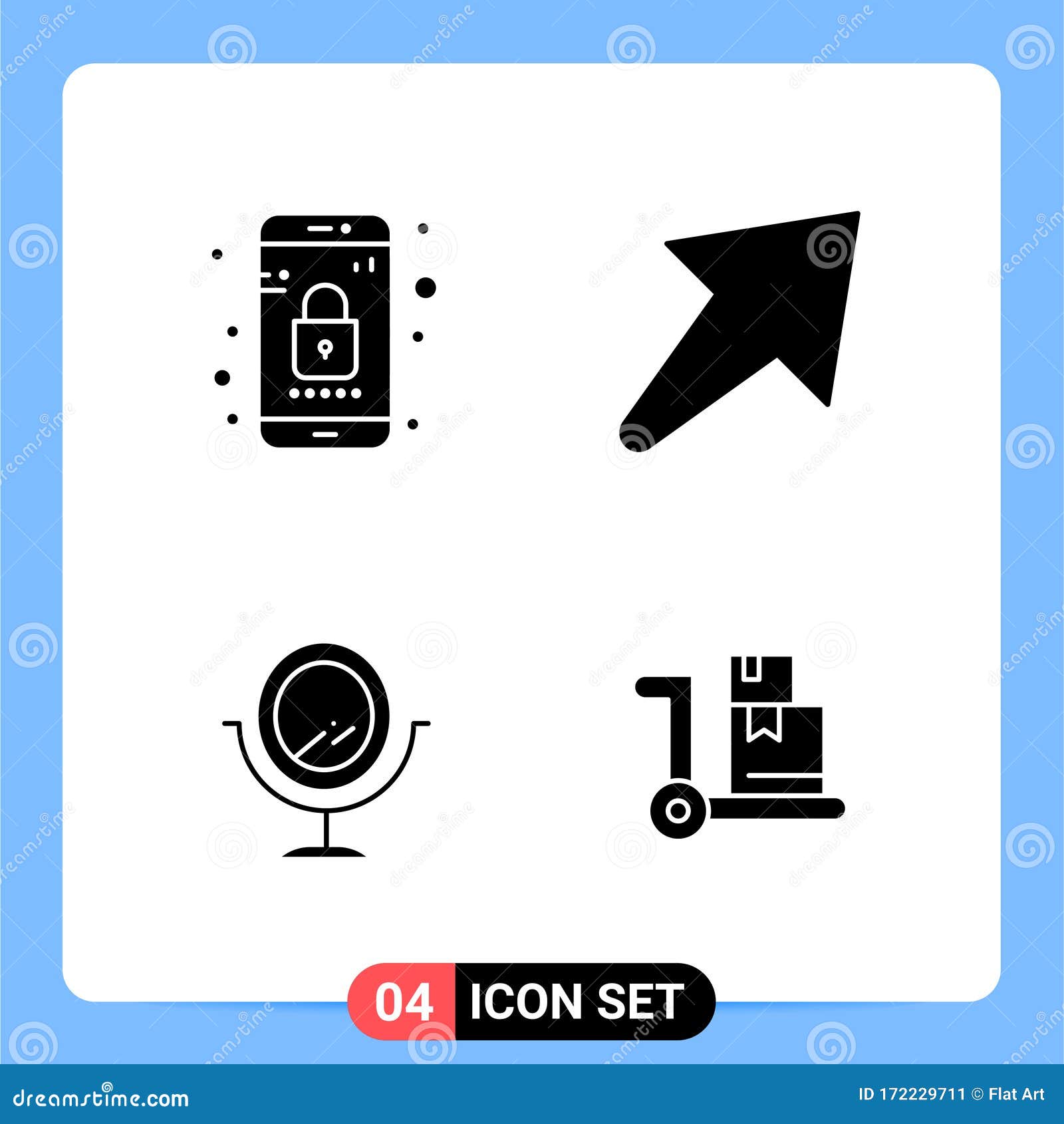 4 Solid Black Icon Pack Glyph Symbols for Mobile Apps Isolated on White ...