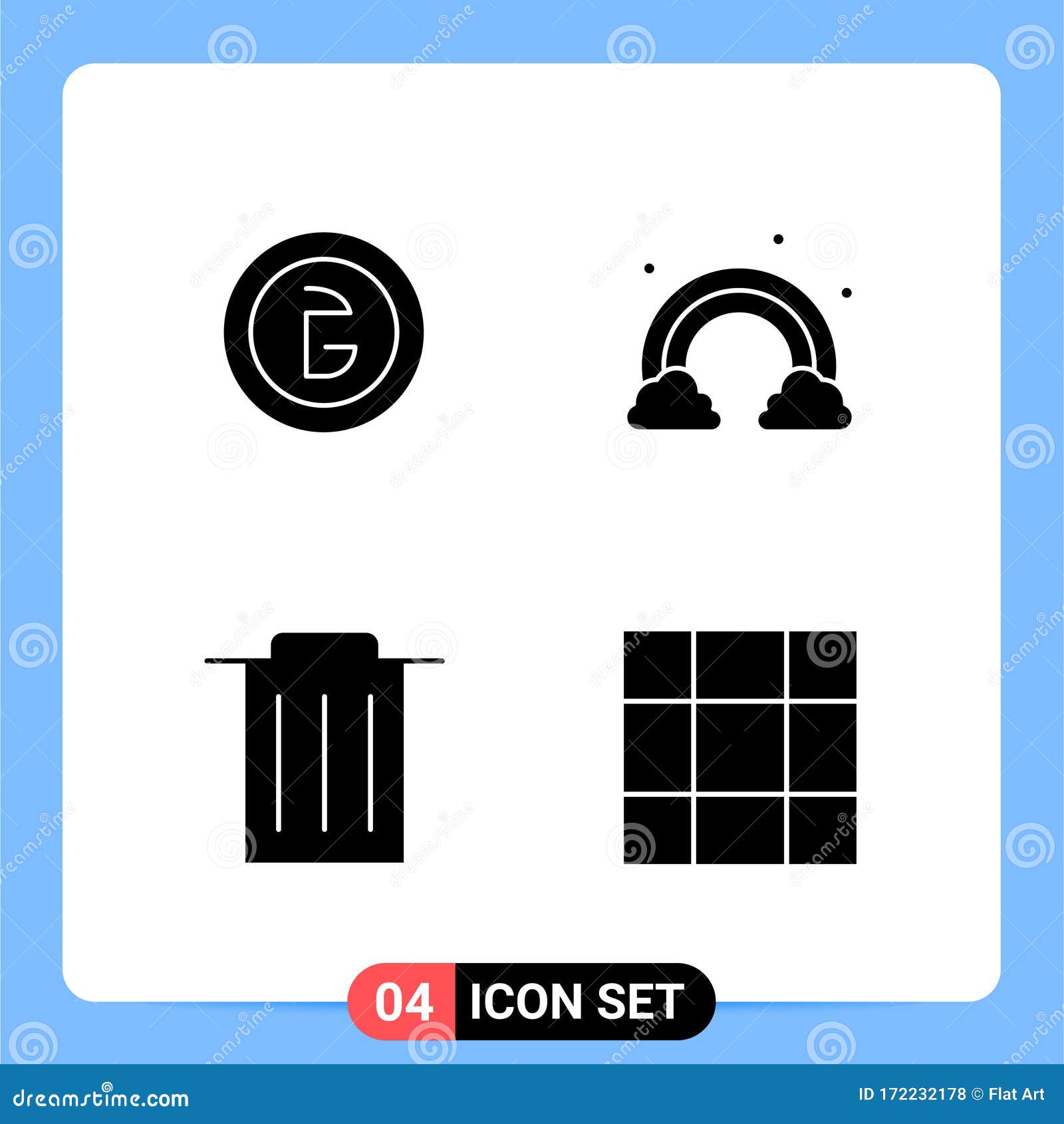 4 Solid Black Icon Pack Glyph Symbols for Mobile Apps Isolated on White ...