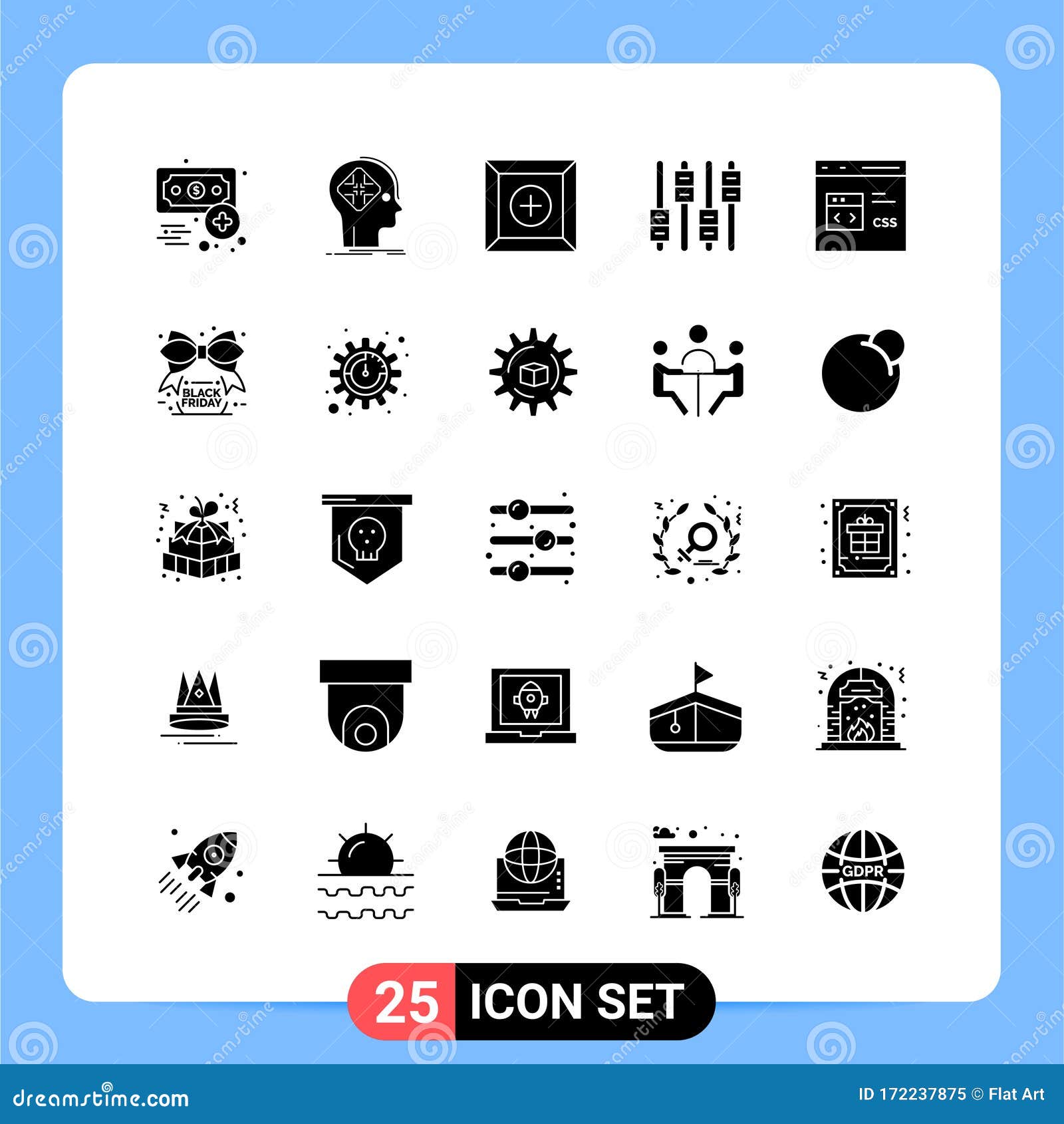 25 Solid Black Icon Pack Glyph Symbols for Mobile Apps Isolated on ...