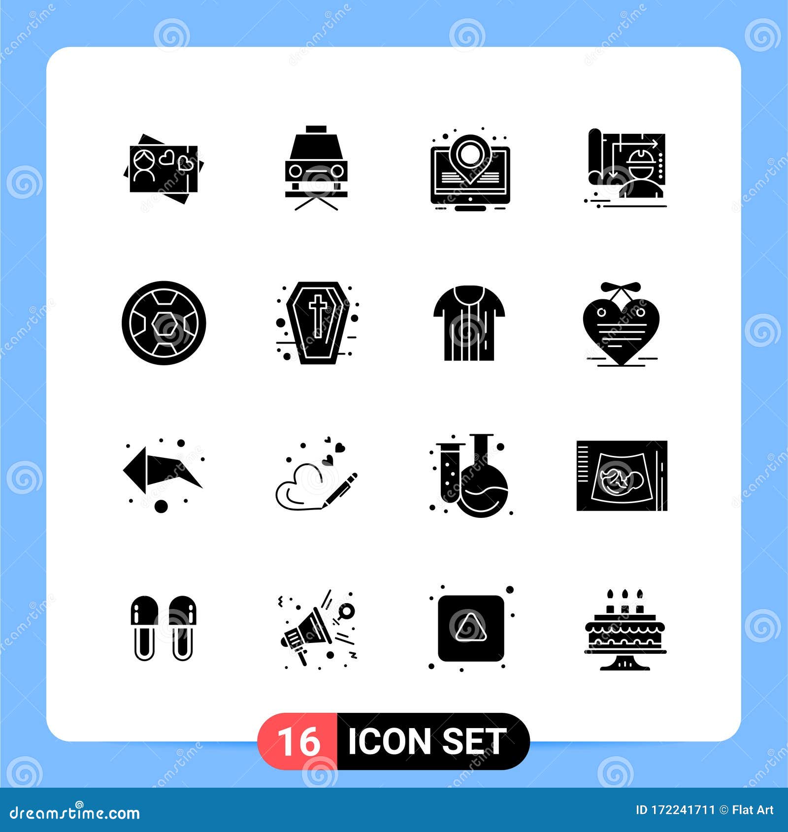 16 Solid Black Icon Pack Glyph Symbols for Mobile Apps Isolated on ...