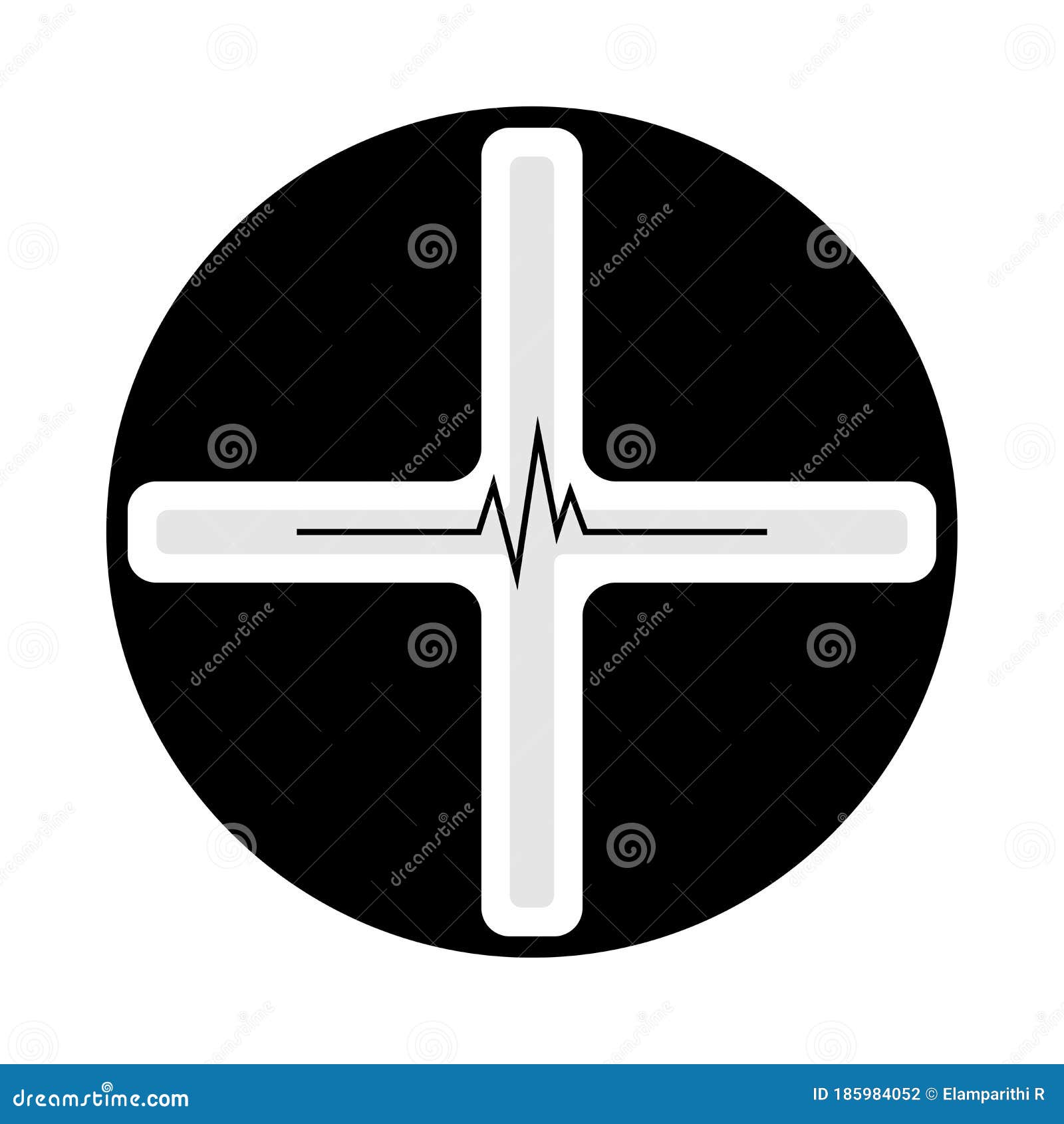 Solid Black Medical Icon with Pulse Symbol Stock Illustration ...